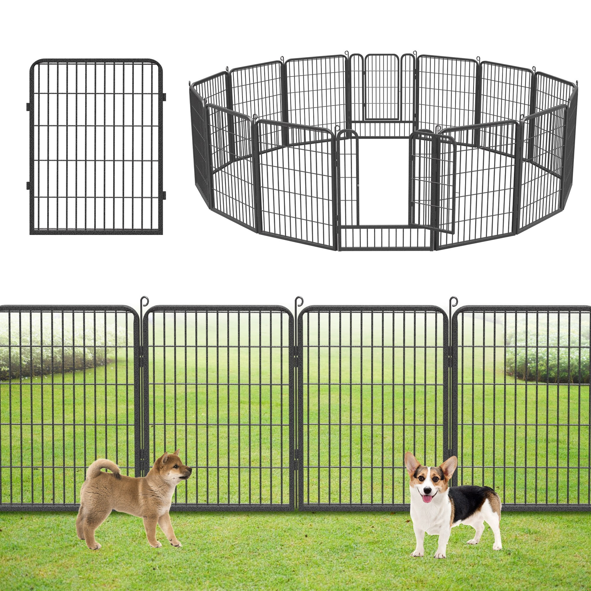 SQIREP 14 Panels Garden Fence, 30ft (L) X 32in (H) No Dig Fence Panels ...