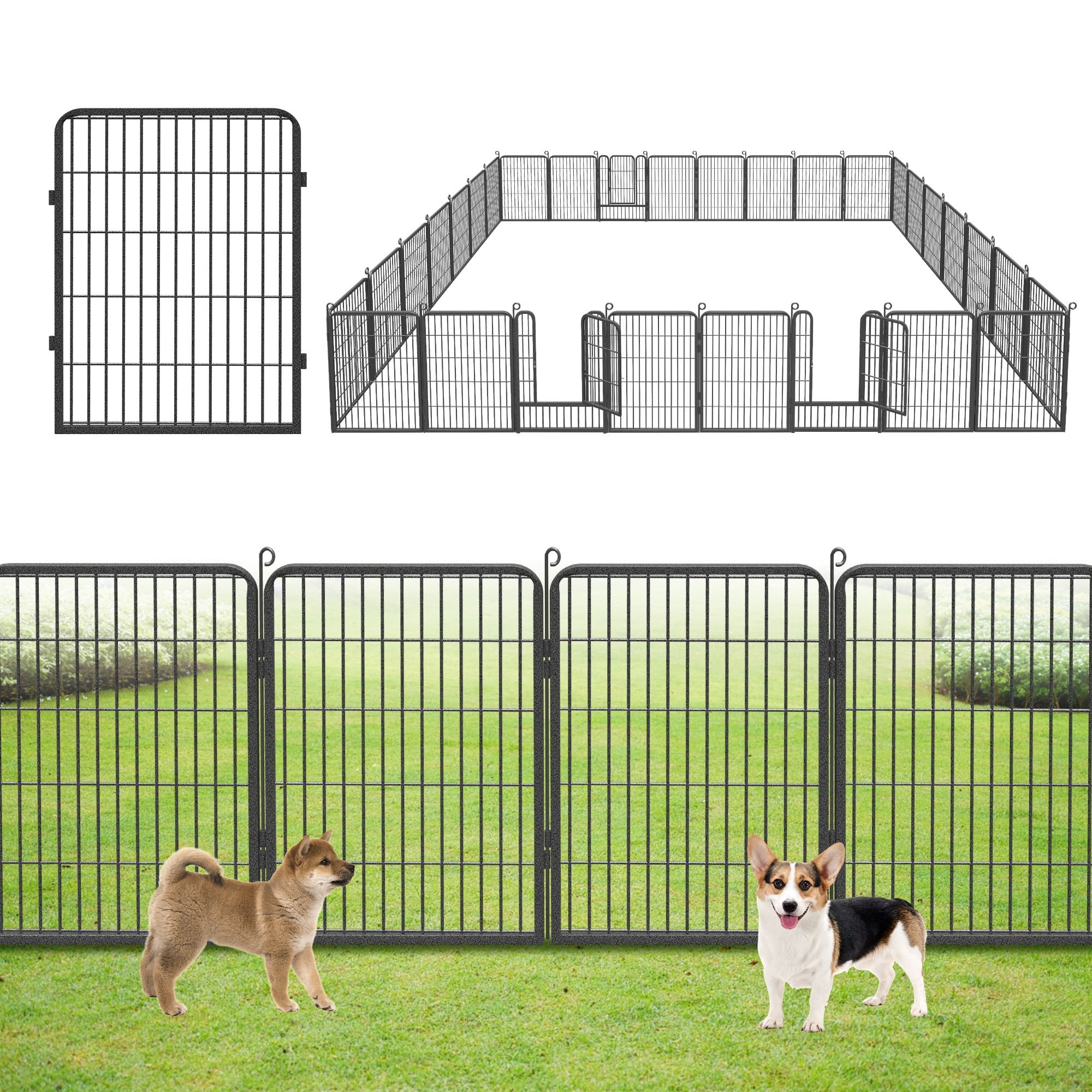 SQIREP 30 Panels Garden Fence, 65ft (L) X 32in (H) No Dig Fence Panels ...