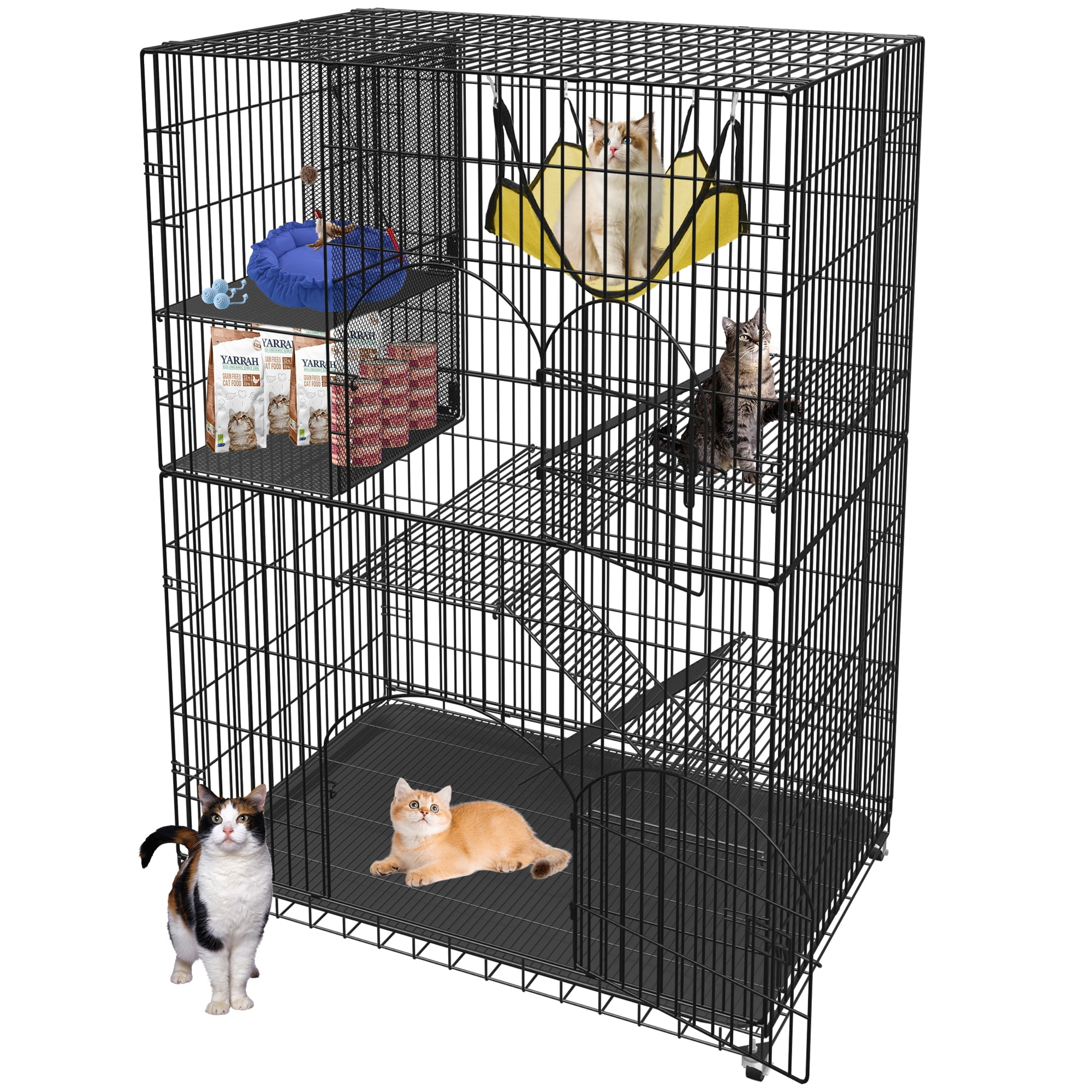SQIREP Collapsible Cat Cage with Storage Cube Indoor Catio Cat ...