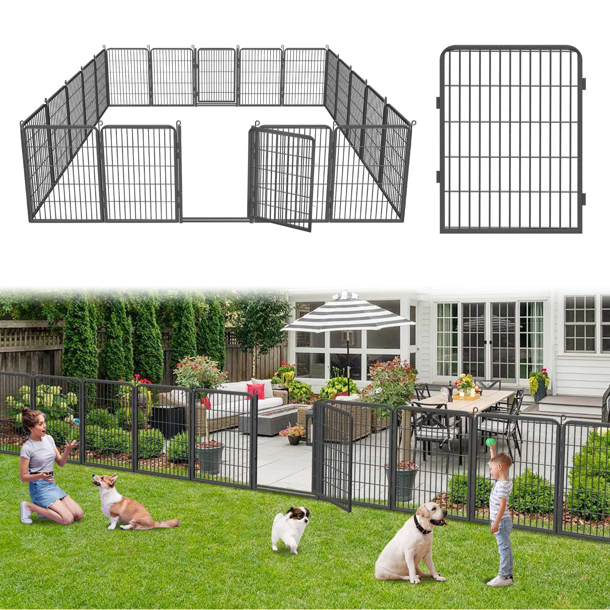 SQIREP Metal Garden Fence 43ft(L)x32in(H) No Dig Fence Decorative ...