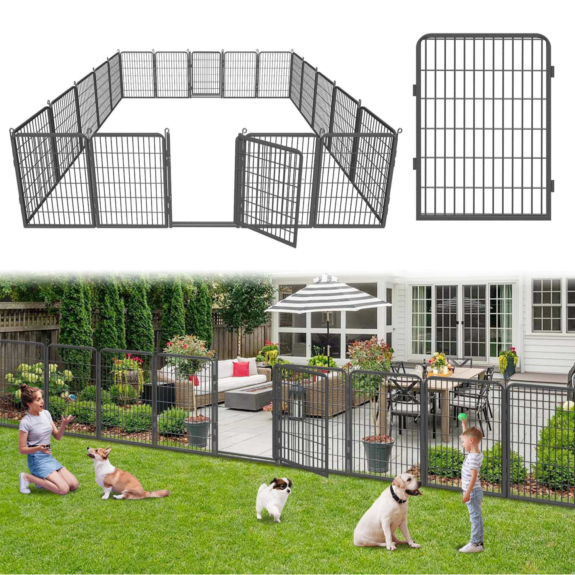 SQIREP Metal Garden Fence 45ft(L)x40in(H) No Dig Fence Decorative ...