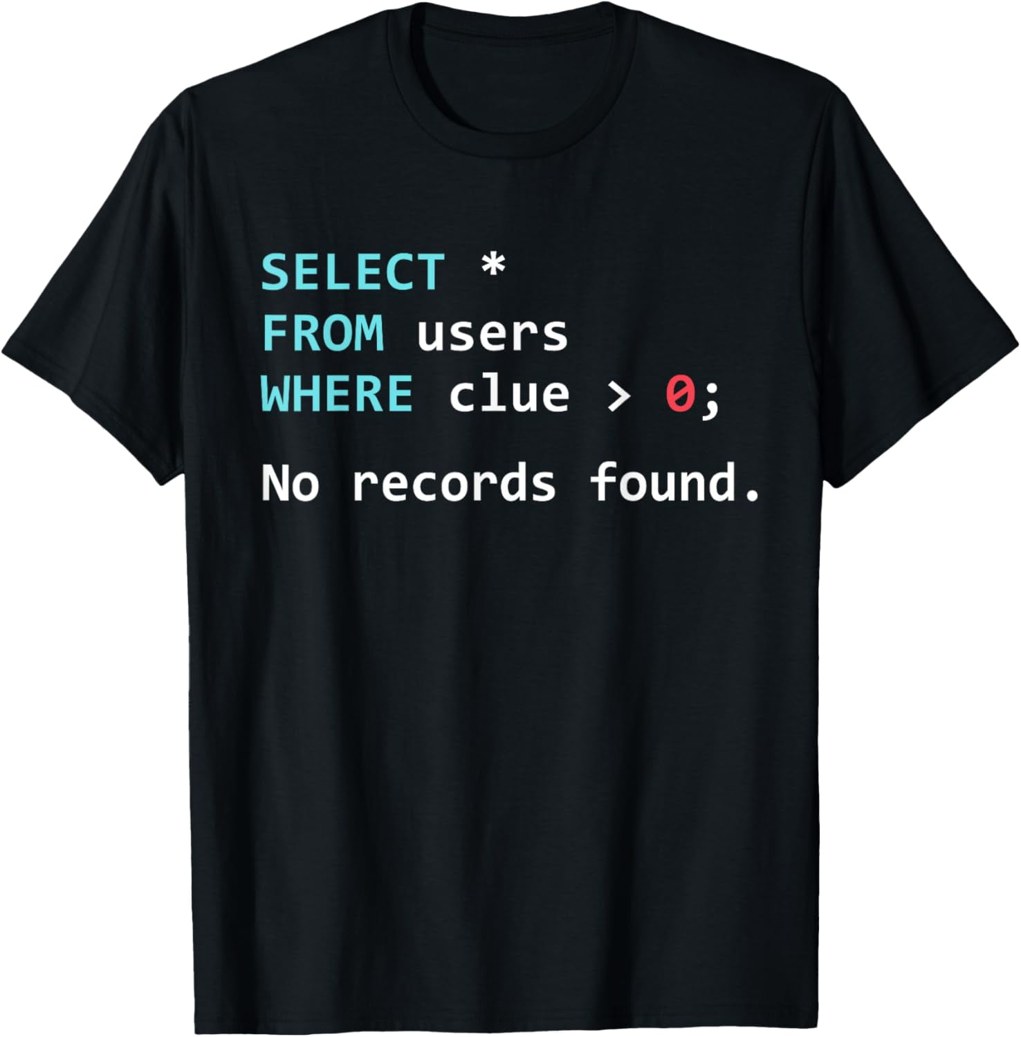 SQL Query Funny SQL Database Admin Programmer T-Shirt - Walmart.com