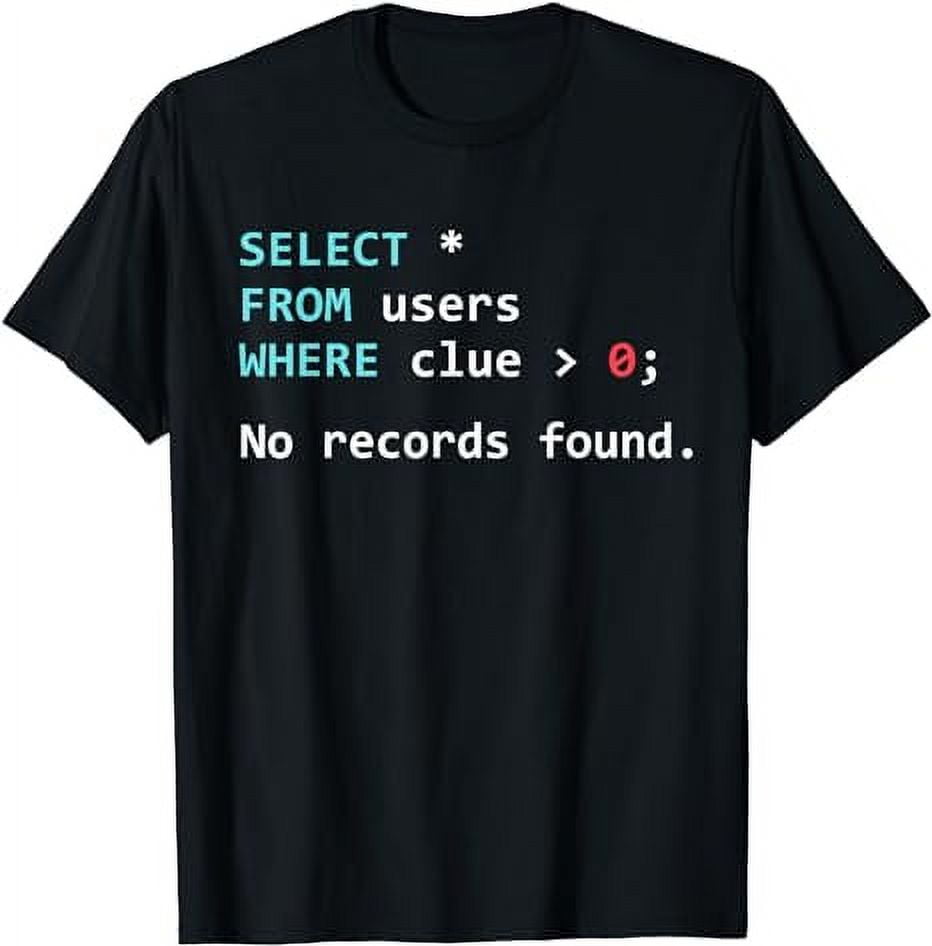 SQL Query Funny SQL Database Admin Programmer T-Shirt - Walmart.com SQL Query Funny SQL Database Admin Programmer T-Shirt - Walmart.com