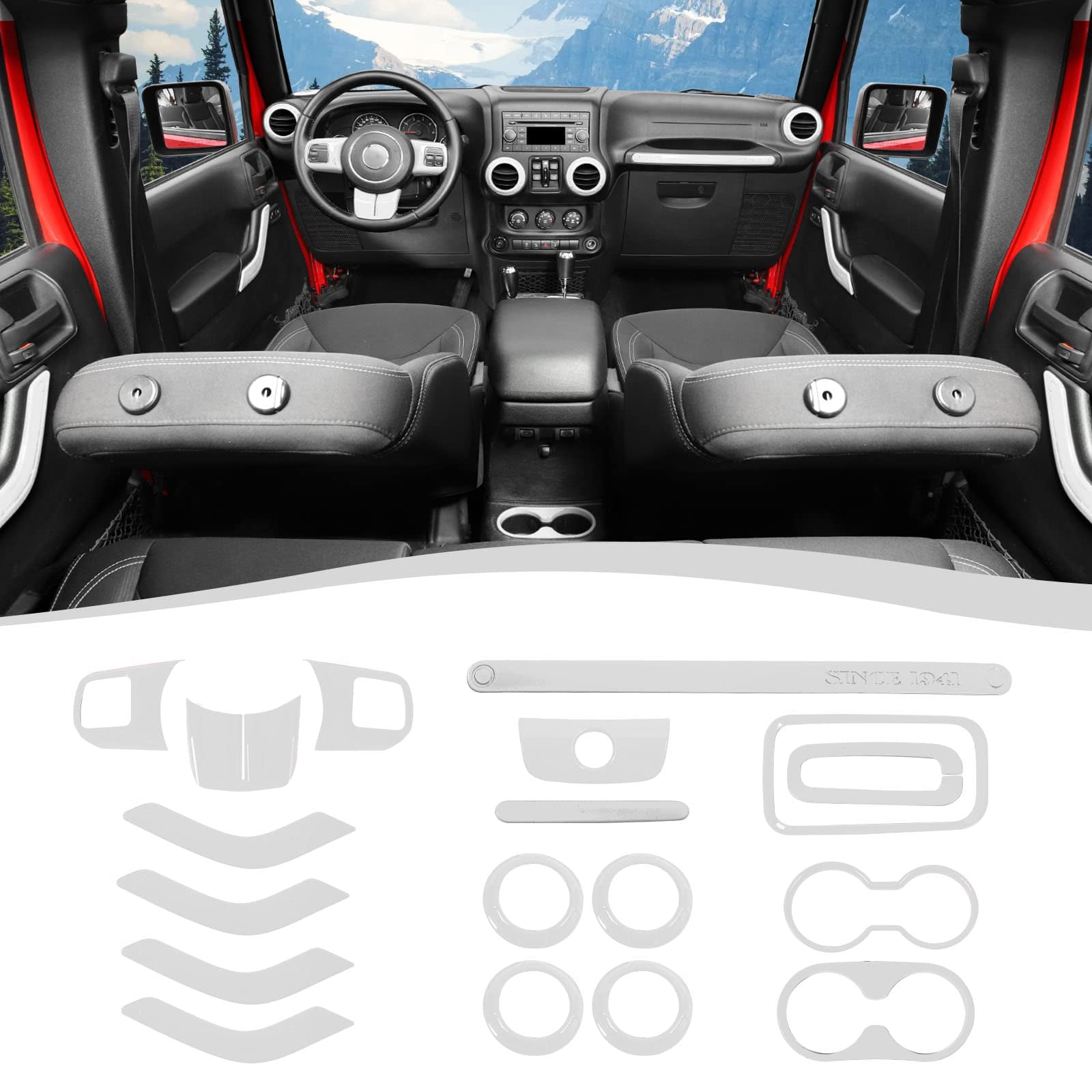 SQQP 18PCS Full Set Interior Trim Kit for Jeep Wrangler JK JKU 2011 ...