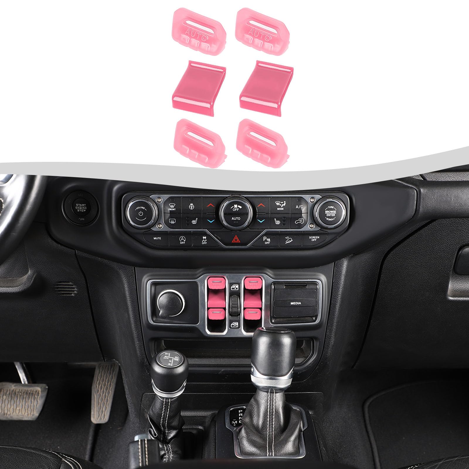 SQQP Center Console Window OIF8 Switch Button Cover Trim Kit 6Pcs Fit ...