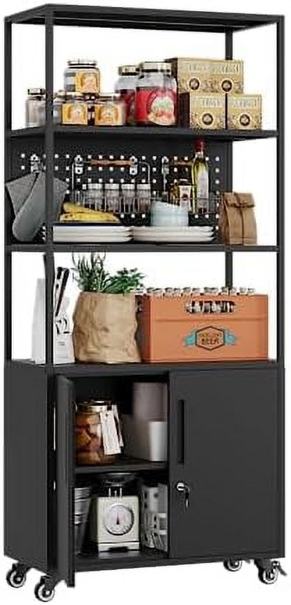 SQRTCV 3 Tier Metal Racks with Wheels Mobile Garage Shelves Unit 17.7 ...