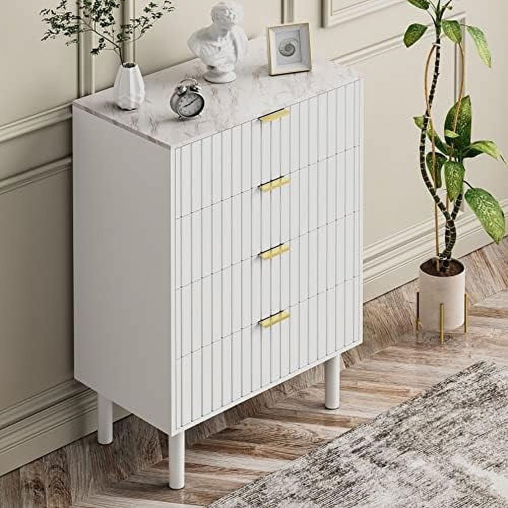 SQSFCB 4 Drawer Dresser Bedroom White Dresser Chest of Drawers with ...