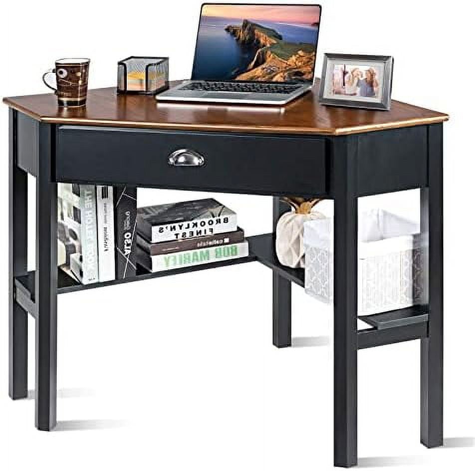 SQSFCB Corner Desk for Small Space Compact Writing Table with Drawer ...