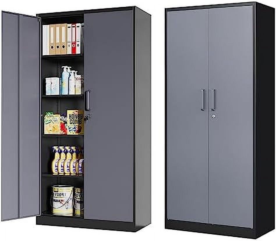 SQTRFCV Metal Cabinet with Lock 71" White Garage Cabinet with 2 Doors ...