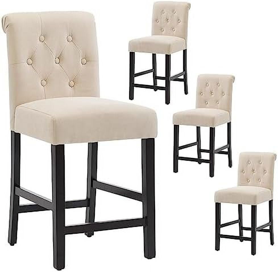 SQTYHBV 24 Inches Upholstered Counter Stools Stools Set of 4 Fabric ...