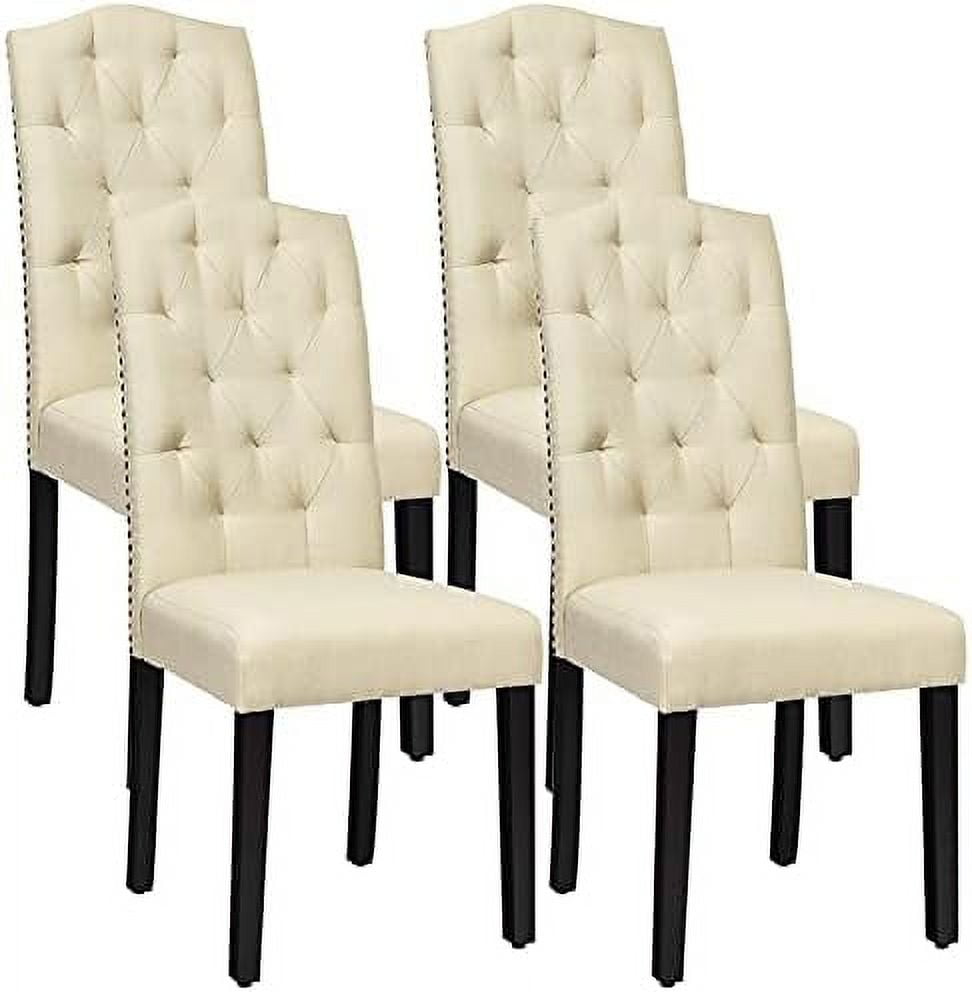 SQTYHBV Upholstered Dining Chairs Tufted Parson Chairs w/High Backrest ...