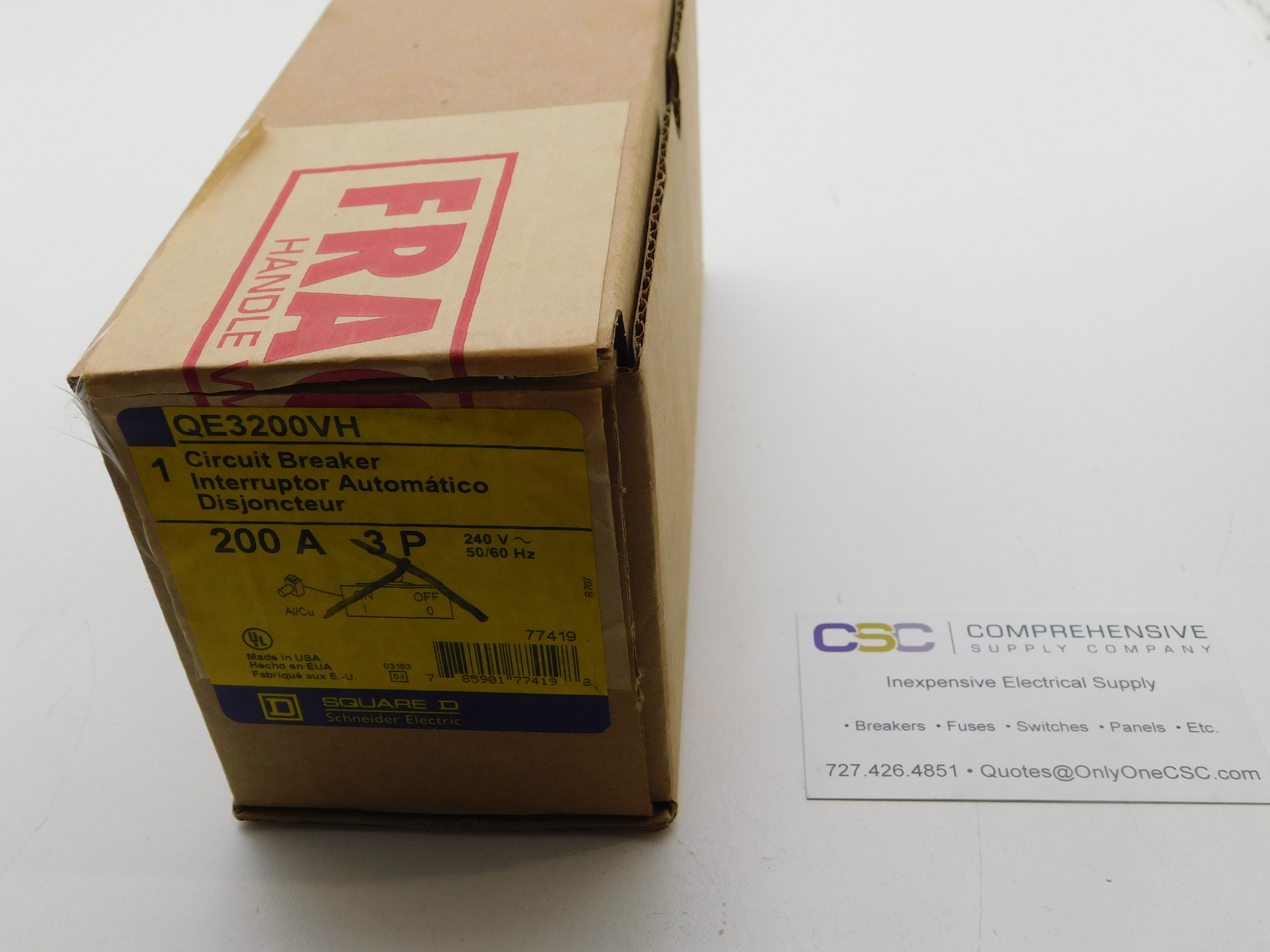 SQUARE D 200A AMP 3P POLE 22kA@240V PLUG ON CIRCUIT BREAKER - QE3200VH ...