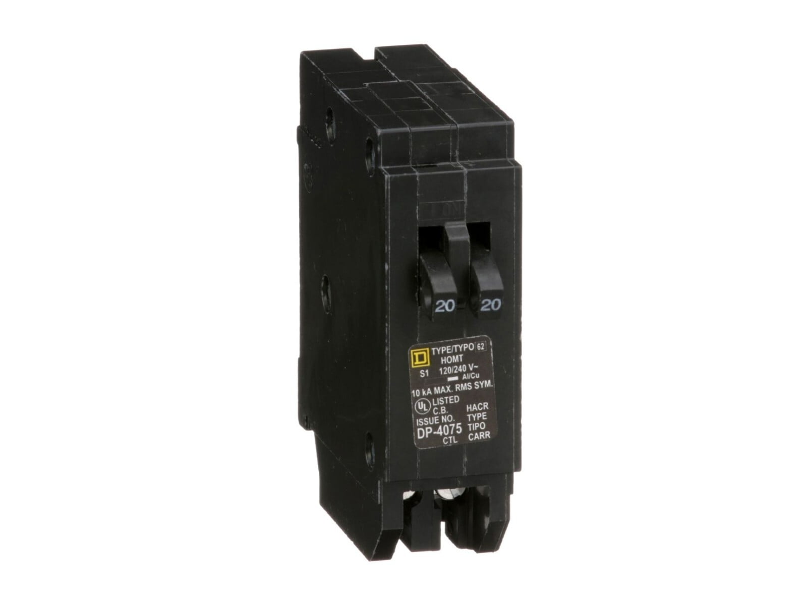 SQUARE D HOMT2020 SINGLE POLE TANDEM CIRCUIT BREAKER PACK OF 10 ...