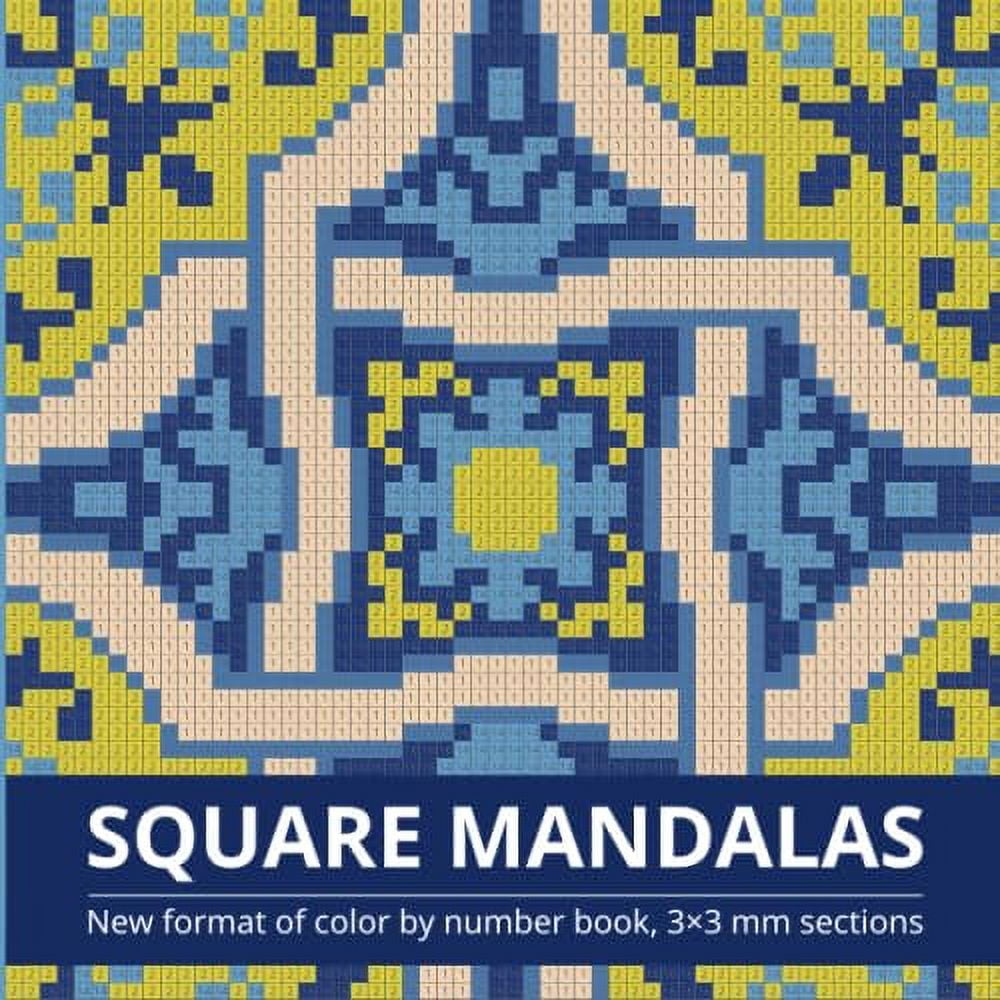 Pre-Owned SQUARE MANDALAS: New format of color by number book, 3*3 mm sections (MYSTERY MOSAICS ...