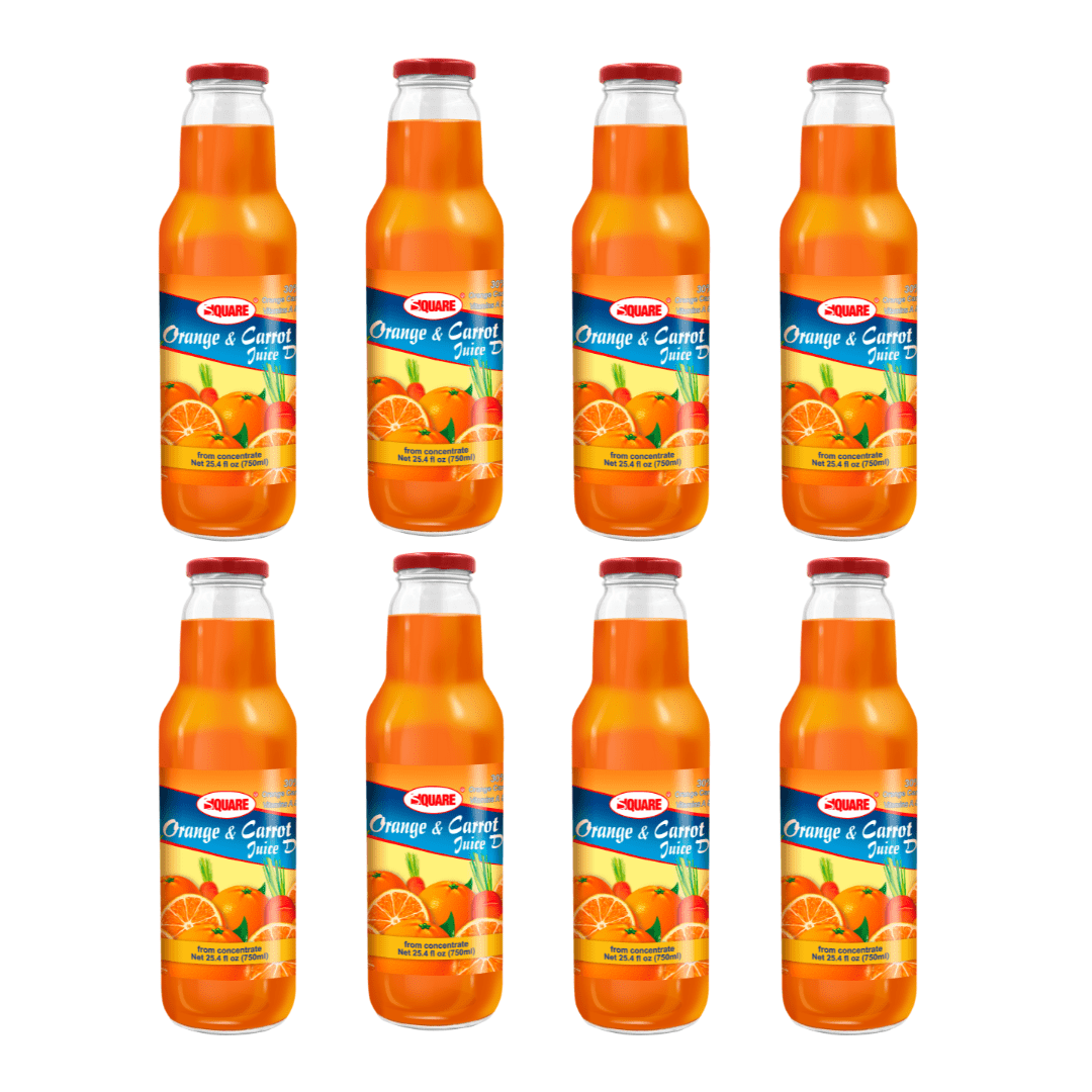 Square Orange and Carrot Juice Drink, Glass Bottle, 750ml, 8-Pack, Contains 30% Juice - Walmart.com
