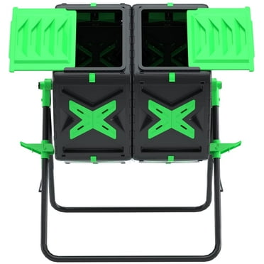 Breezy Living 43 Gallon Large Composting Tumbler Dual Rotating Chamber ...