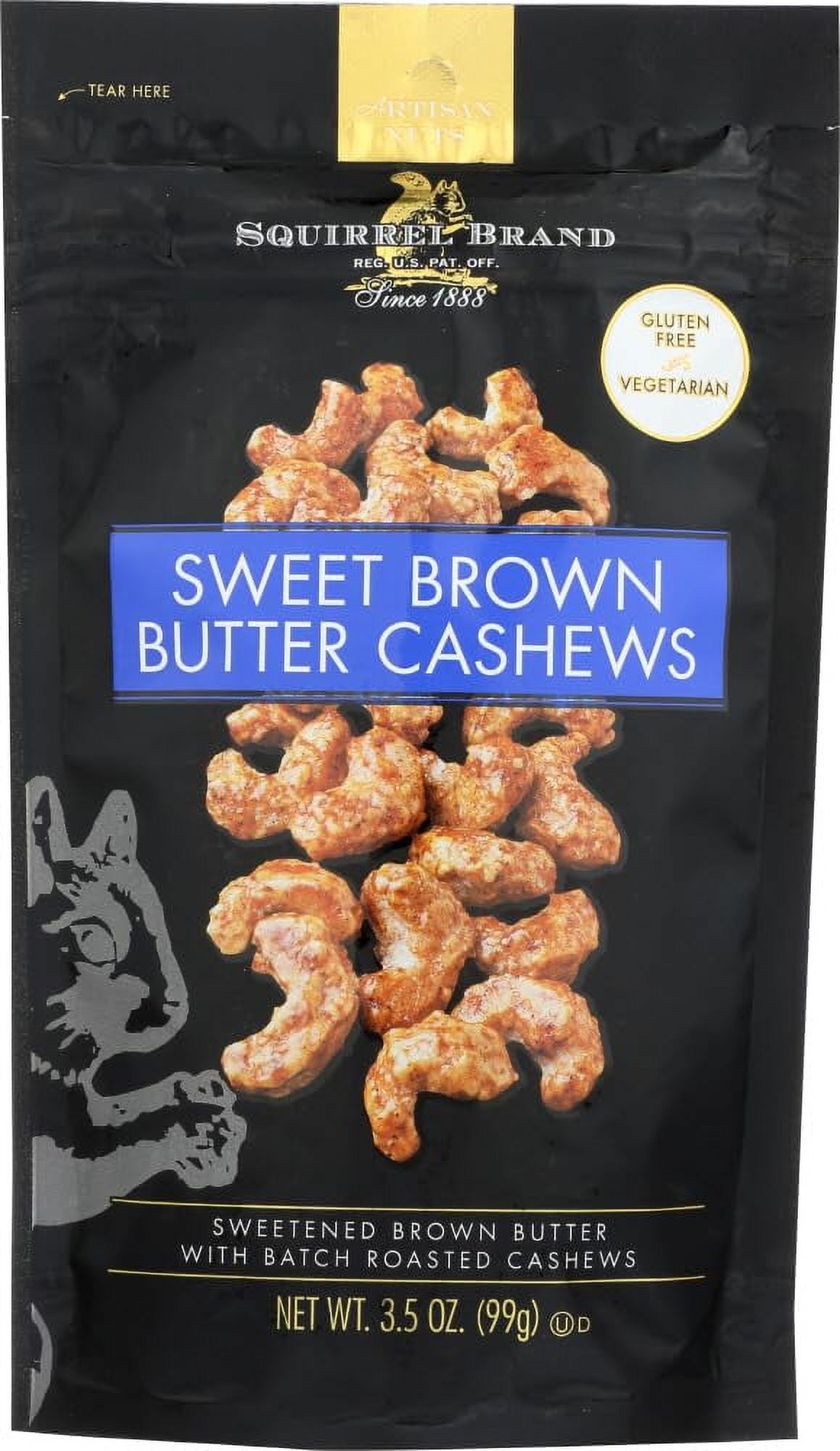 SQUIRREL BRAND, CASHEWS, SWT BROWN BUTTER, Pack of 6, Size 3.5 OZ - No ...