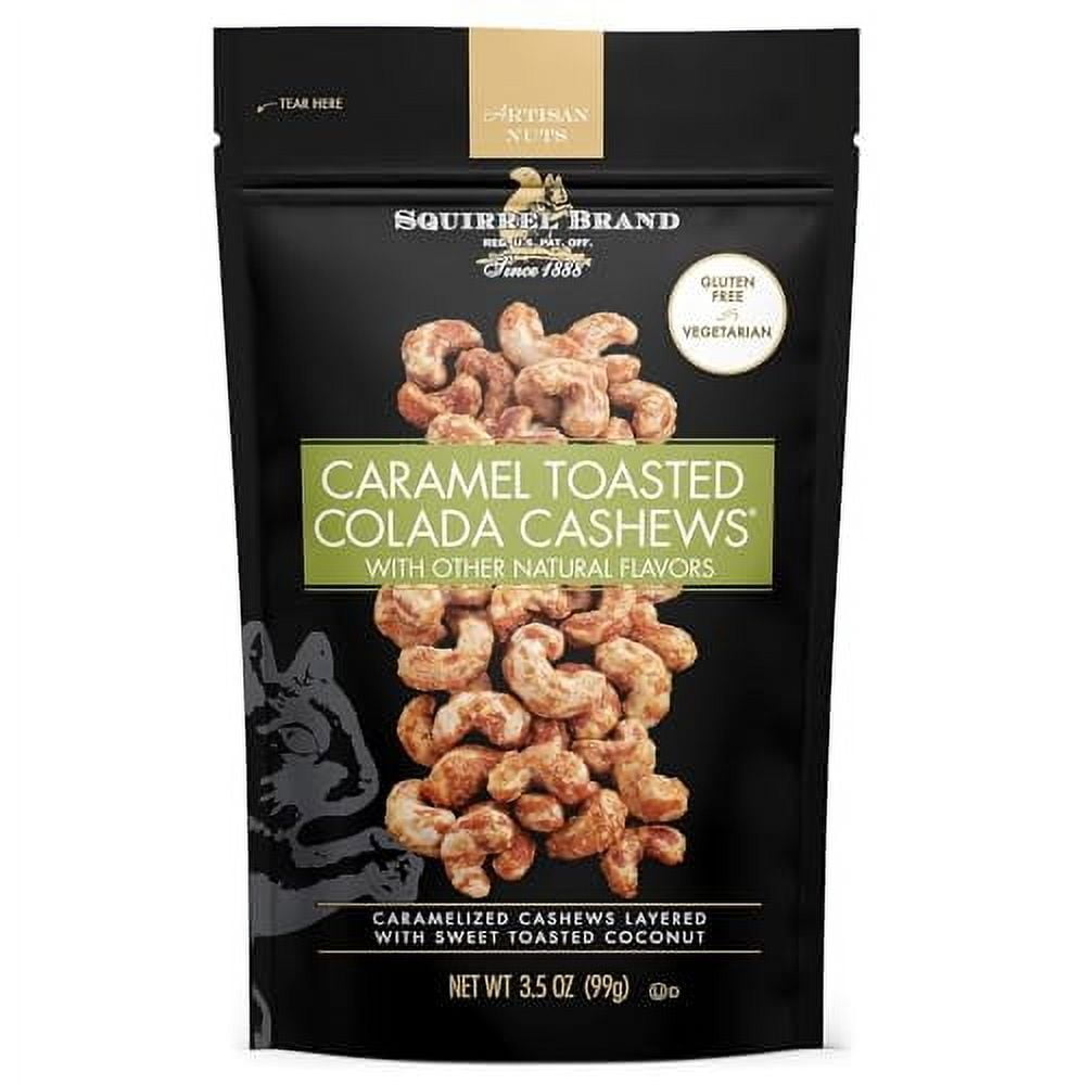 SQUIRREL BRAND Caramel Toasted Colada Cashews 3.5 oz with sweet toasted ...