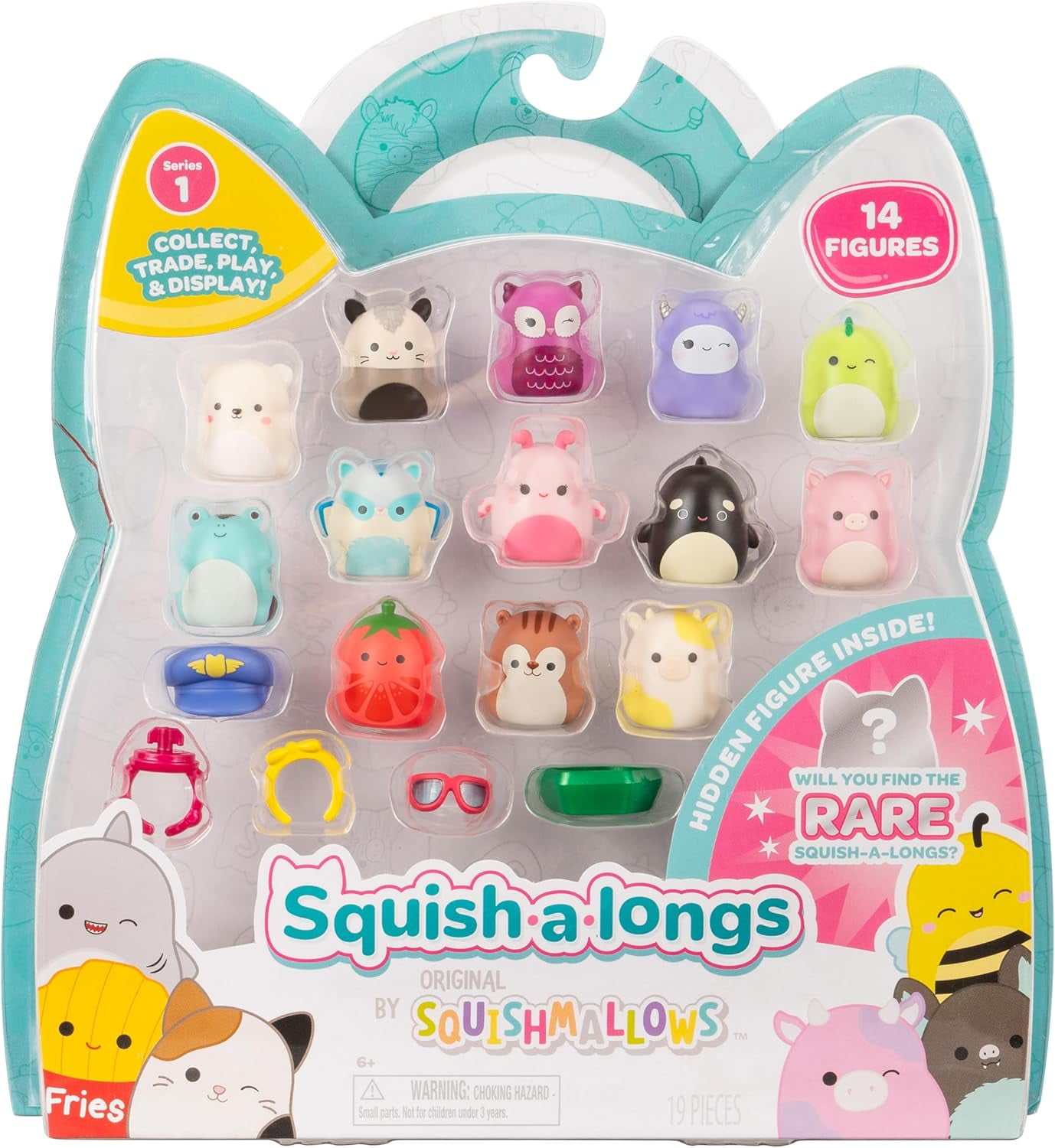 SQUISH-A-LONGS 14 Pack - 1” Mini-Squish with 4 Accessories, 1 Ring, and ...