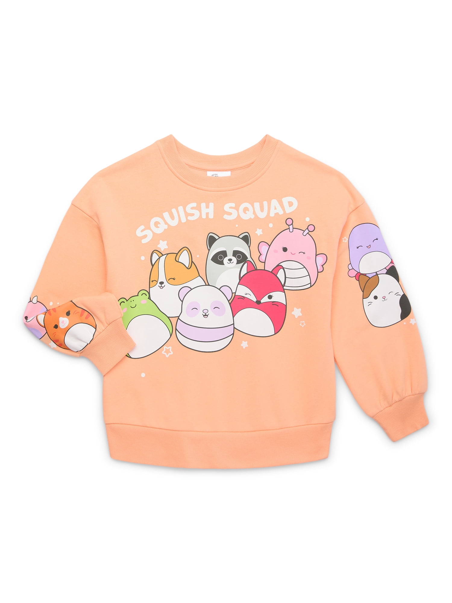 Squishmallows Girls' Glitter Graphic Fleece Sweatshirt, Sizes 4-16 ...