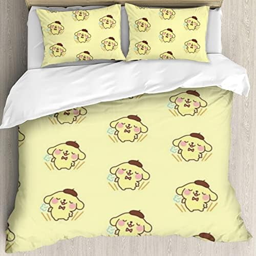 SQWDEC DIEZ Kawaii Pompompurin Bedding Set Cartoon Puppy Comforter Twin ...