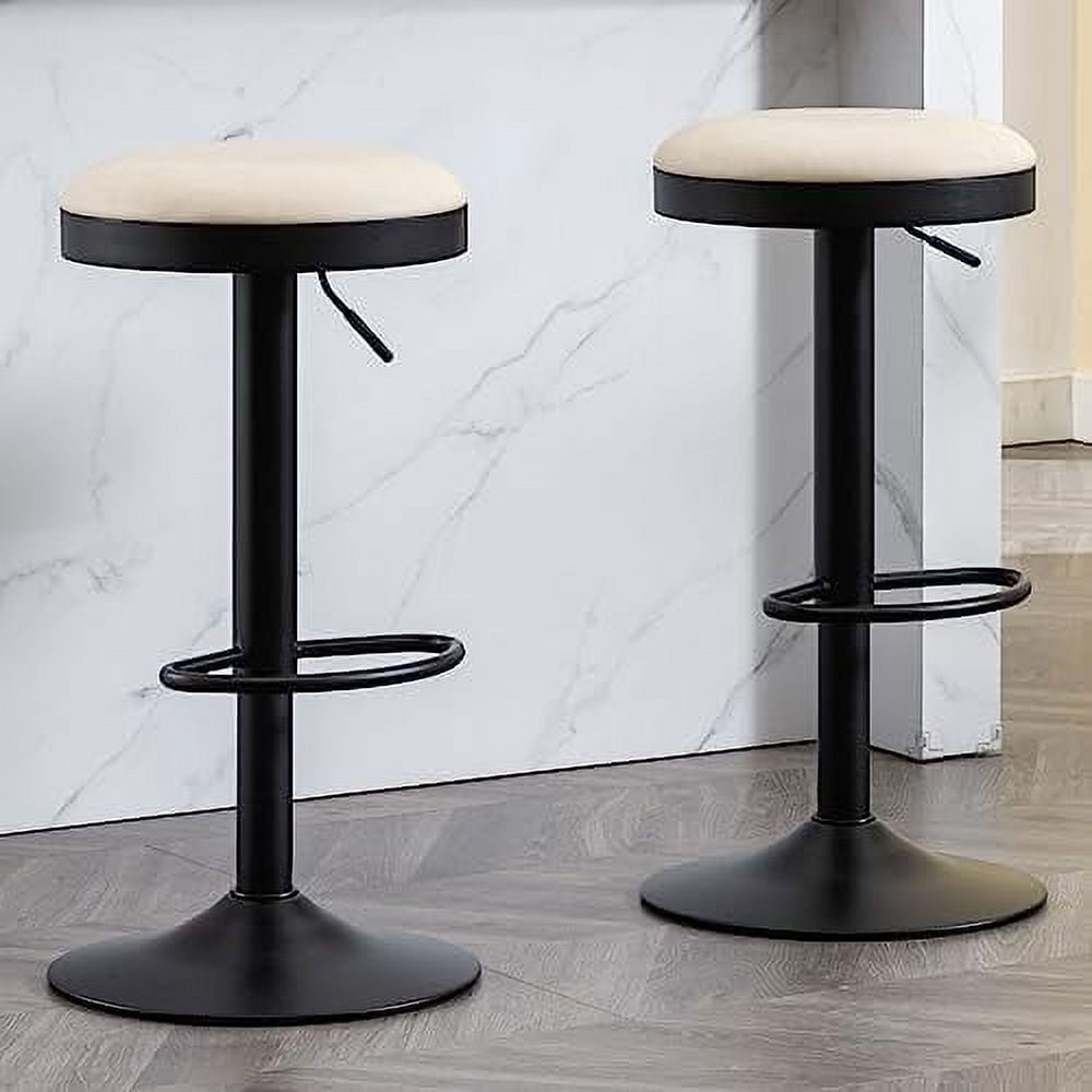 SQWERF Backless Stools Set of 4 Round Adjustable Barstools for Kitchen ...
