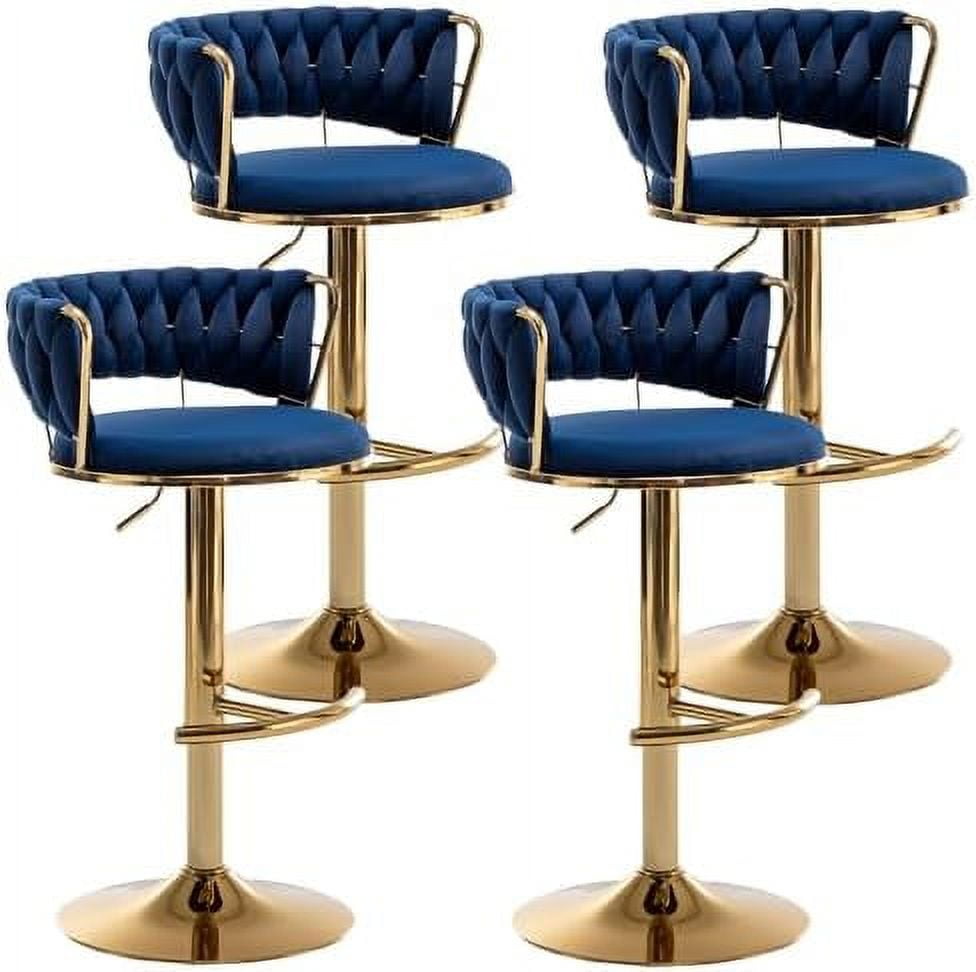 SQWERF Velvet Stools Counter Height Stools with Low Back Gold Swivel ...