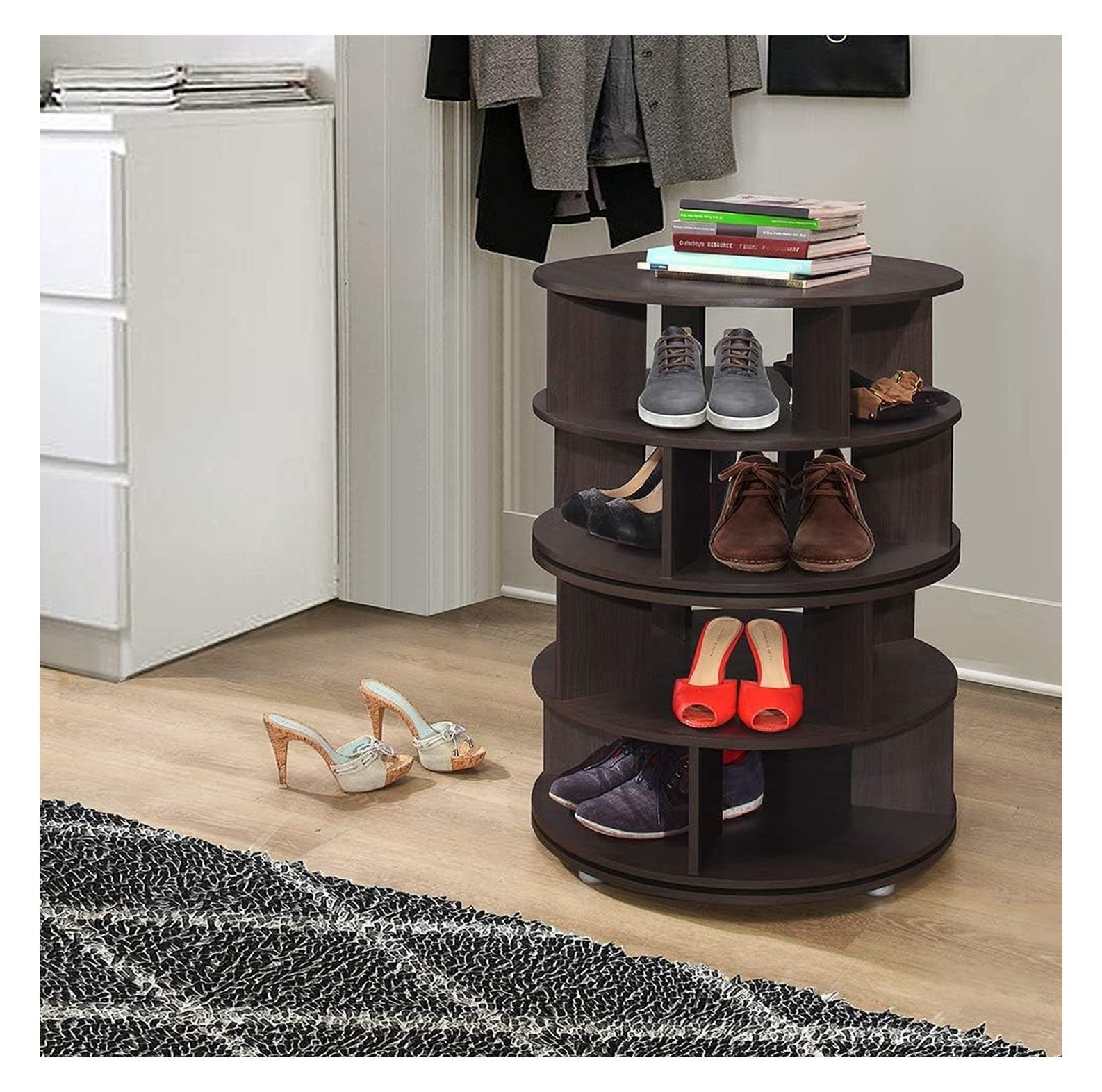 SR-6451 Colutea Revolving Shoe Rack - Beech Chocolate44; 31 x 23 x 23 ...