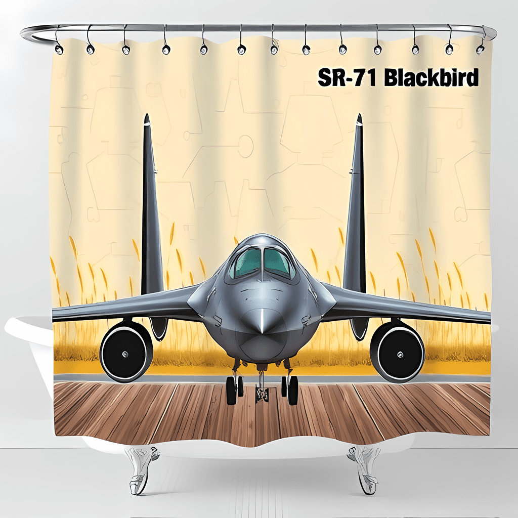 SR-71 Blackbird Shower Curtain - Striking Aviation Design with Wooden ...