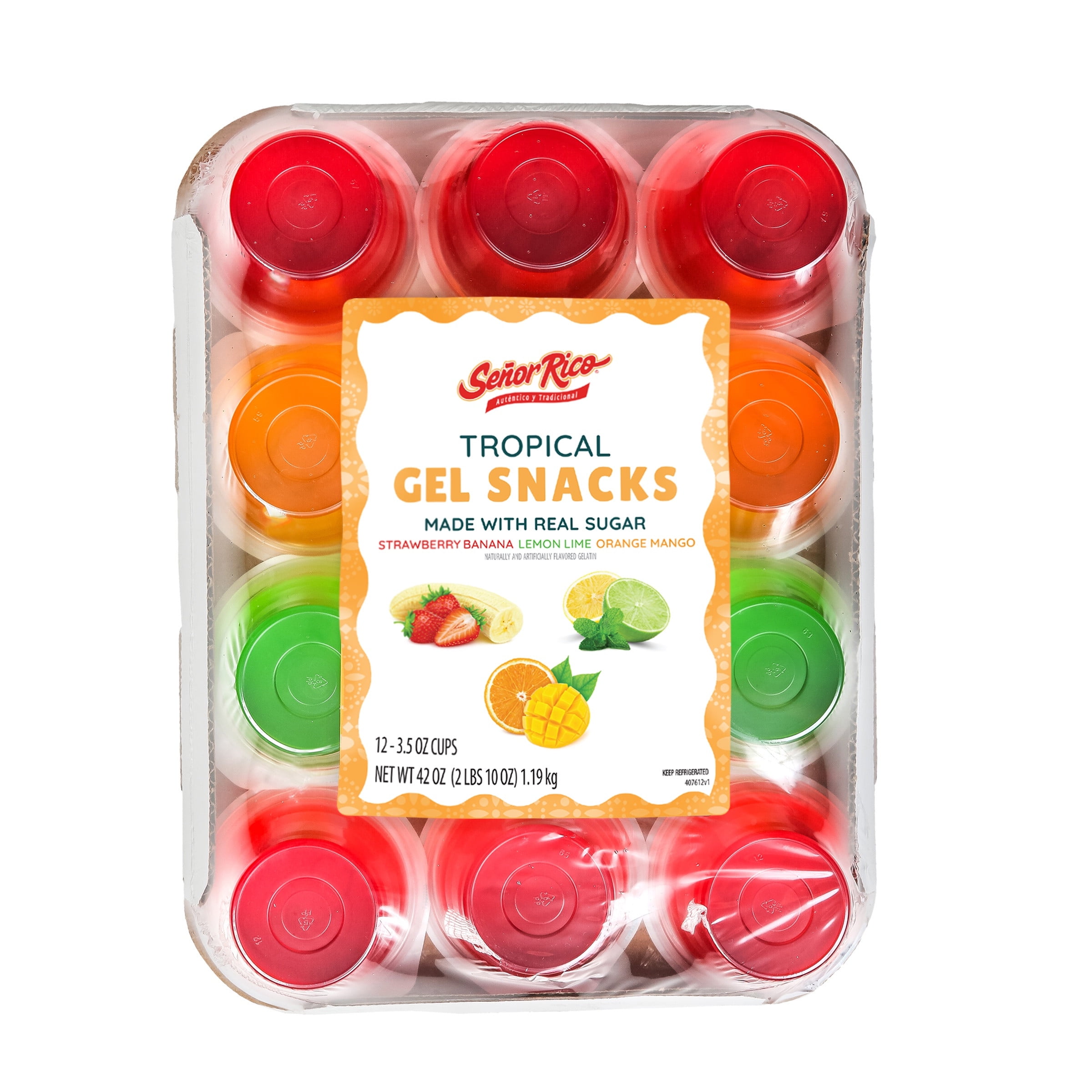 Senor Rico Assorted Sugar Free Tropical Gelatin Refrigerated Snack Cups ...