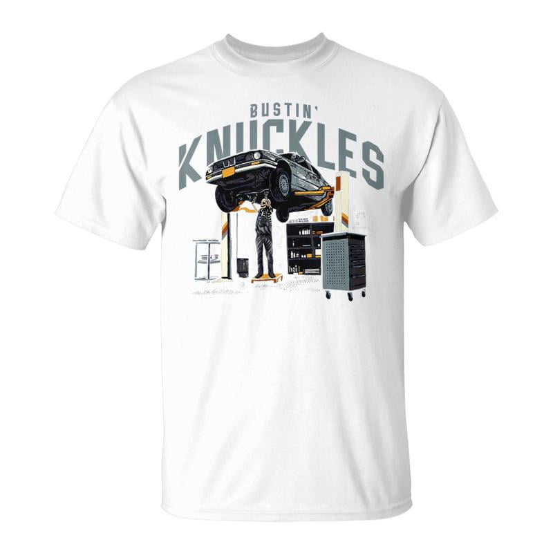 SR Bustin' Knuckles Skeleton Auto Mechanic Humor T-Shirt - Walmart.com