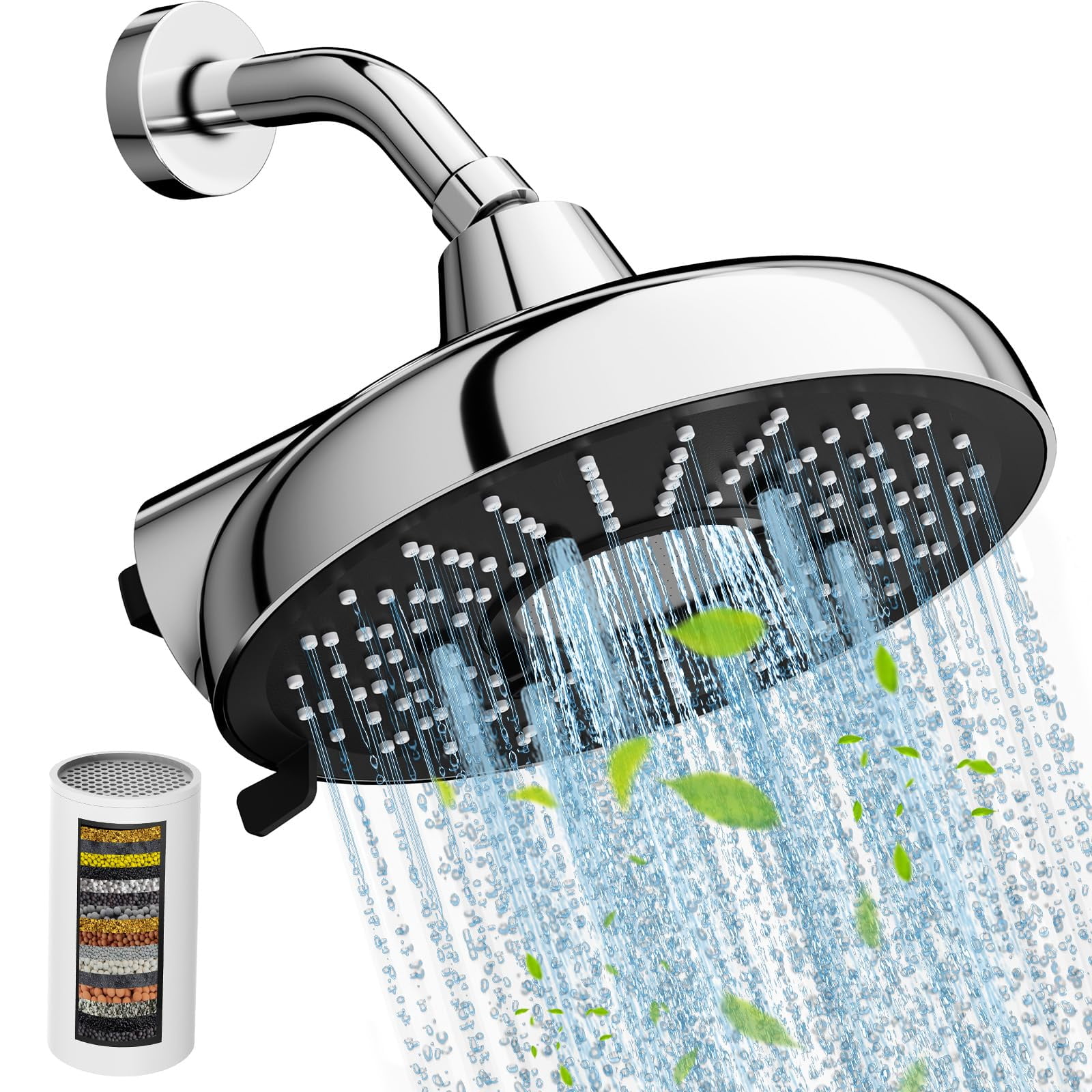 SR SUN RISE 8 Inch High Pressurized Shower Set，with 2 Quick-Change ...