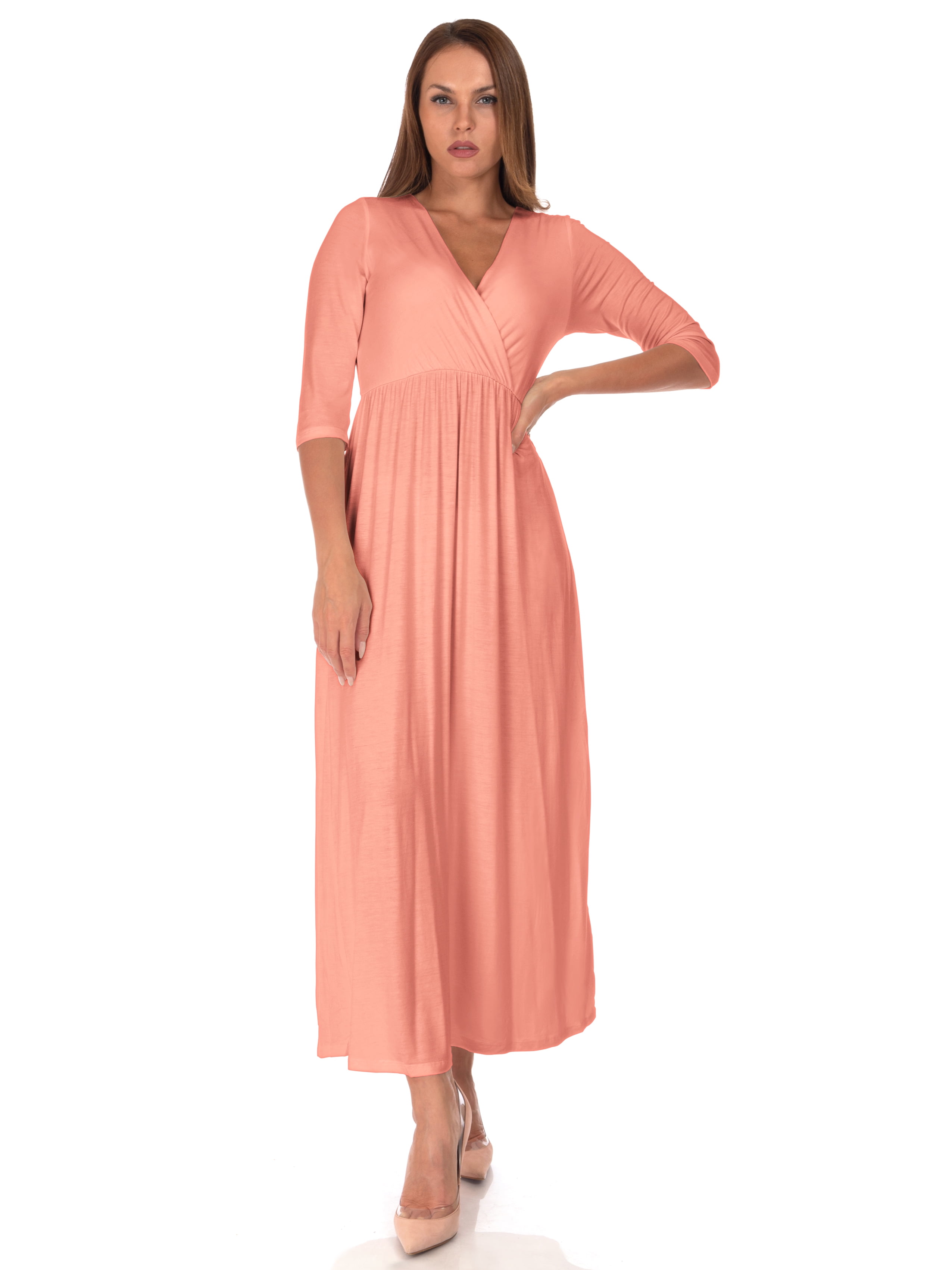 SR Women's Casual Wrap Floor Length Maxi Dress, 3X, Peach - Walmart.com