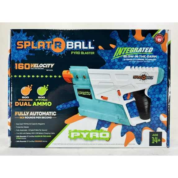 Splat-R-Ball SRB750 Pyro Blaster Kit with 750 Mag, Glow Ammo, Battery ...