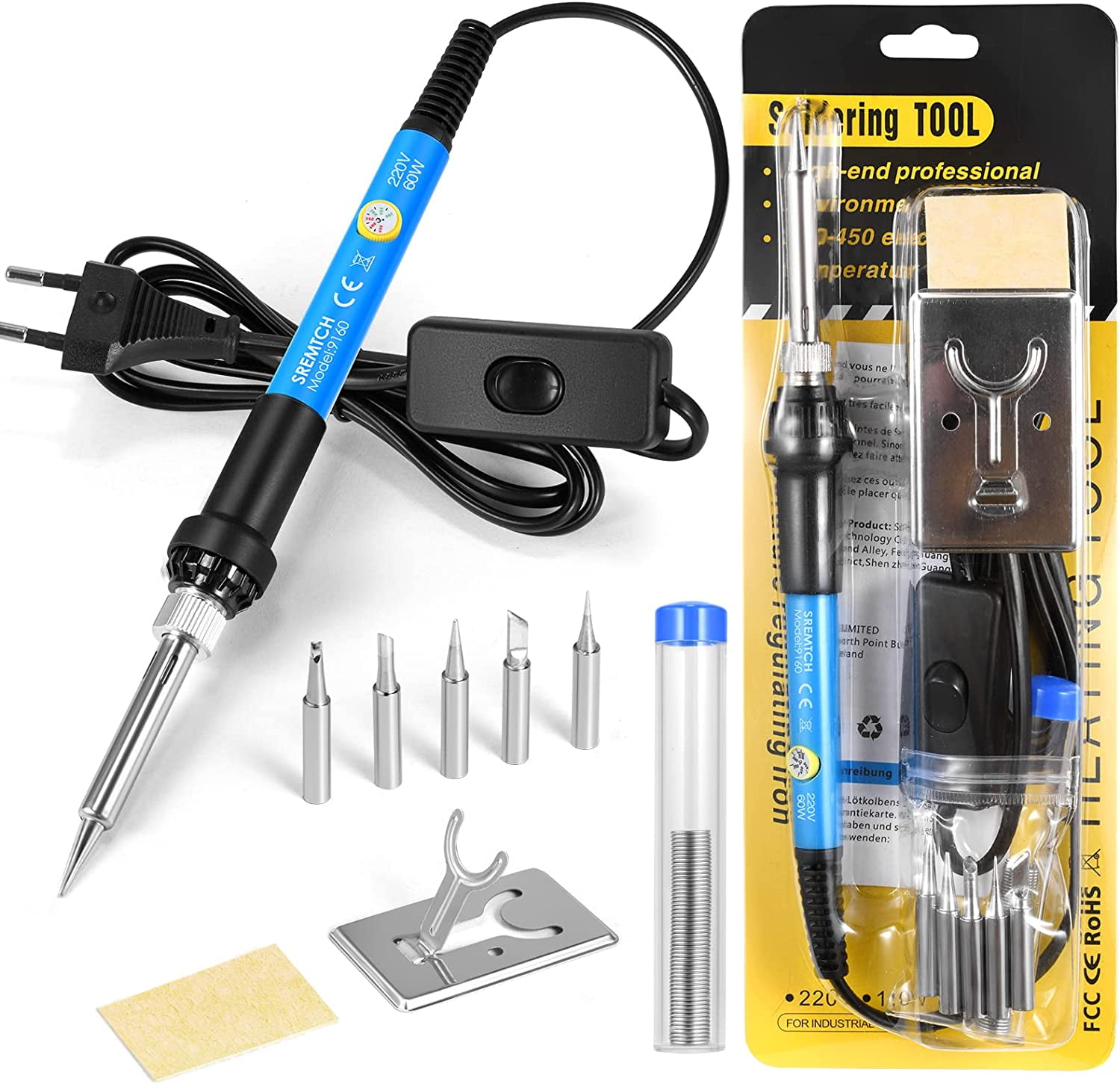 SREMTCH Soldering Iron [Upgraded] Precision Tin Soldering Iron with ON ...