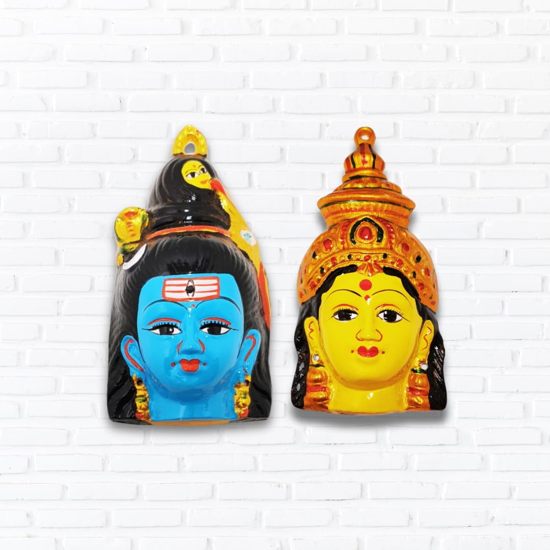 SRI YAGNAA Shiva Parvati Face Idol for Pooja Room Shiv Gowri Face Shiva ...