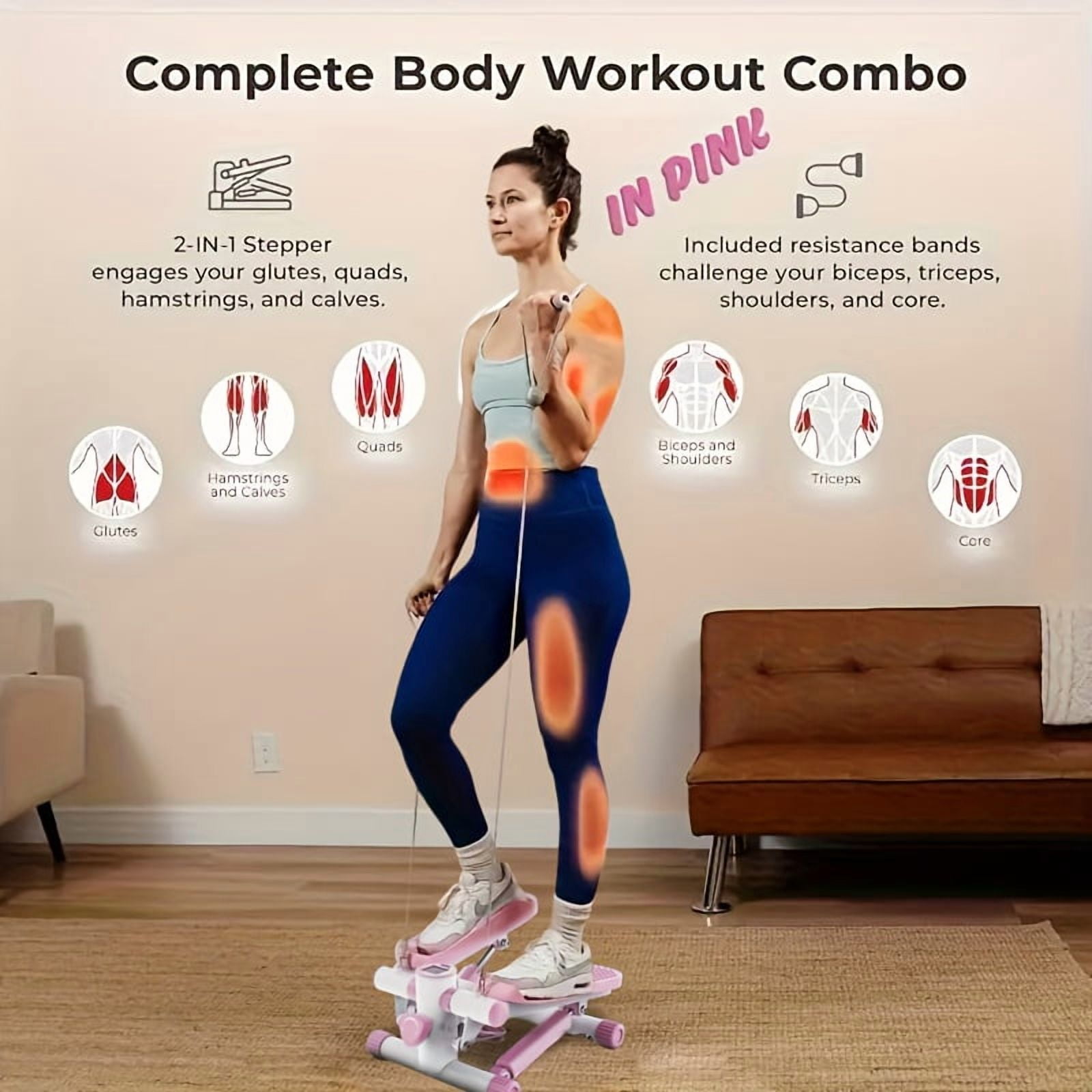 SRIFY Mini Stepper with Resistance Bands, 300lbs Capacity Home Stair ...