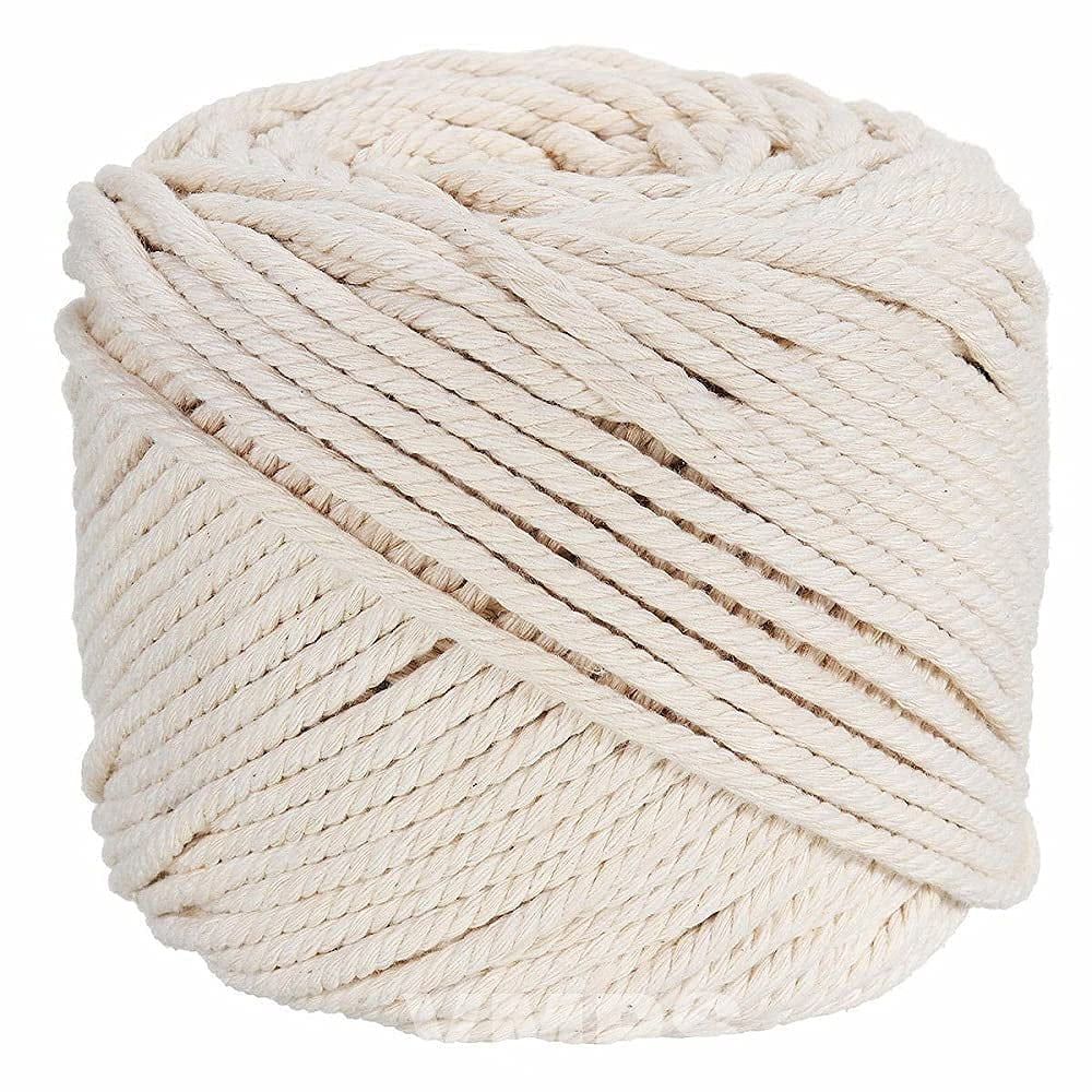 SRIVI Single Strand Cotton Cord 100 Meter 4 mm and 1 Wooden Ring 4 ...