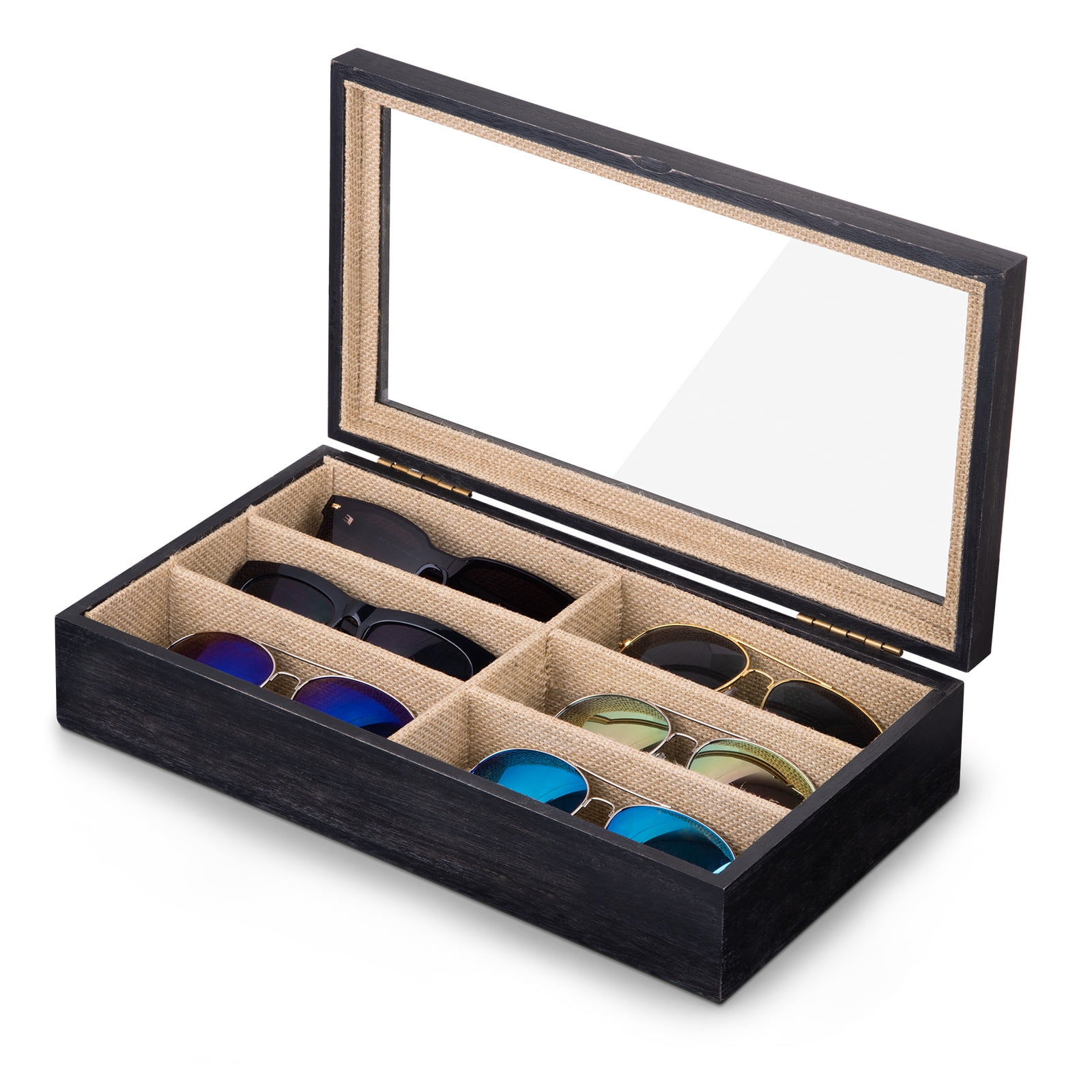 SRIWATANA Sunglasses Organizer Case, 6 Slot Eyeglasses Display Storage ...