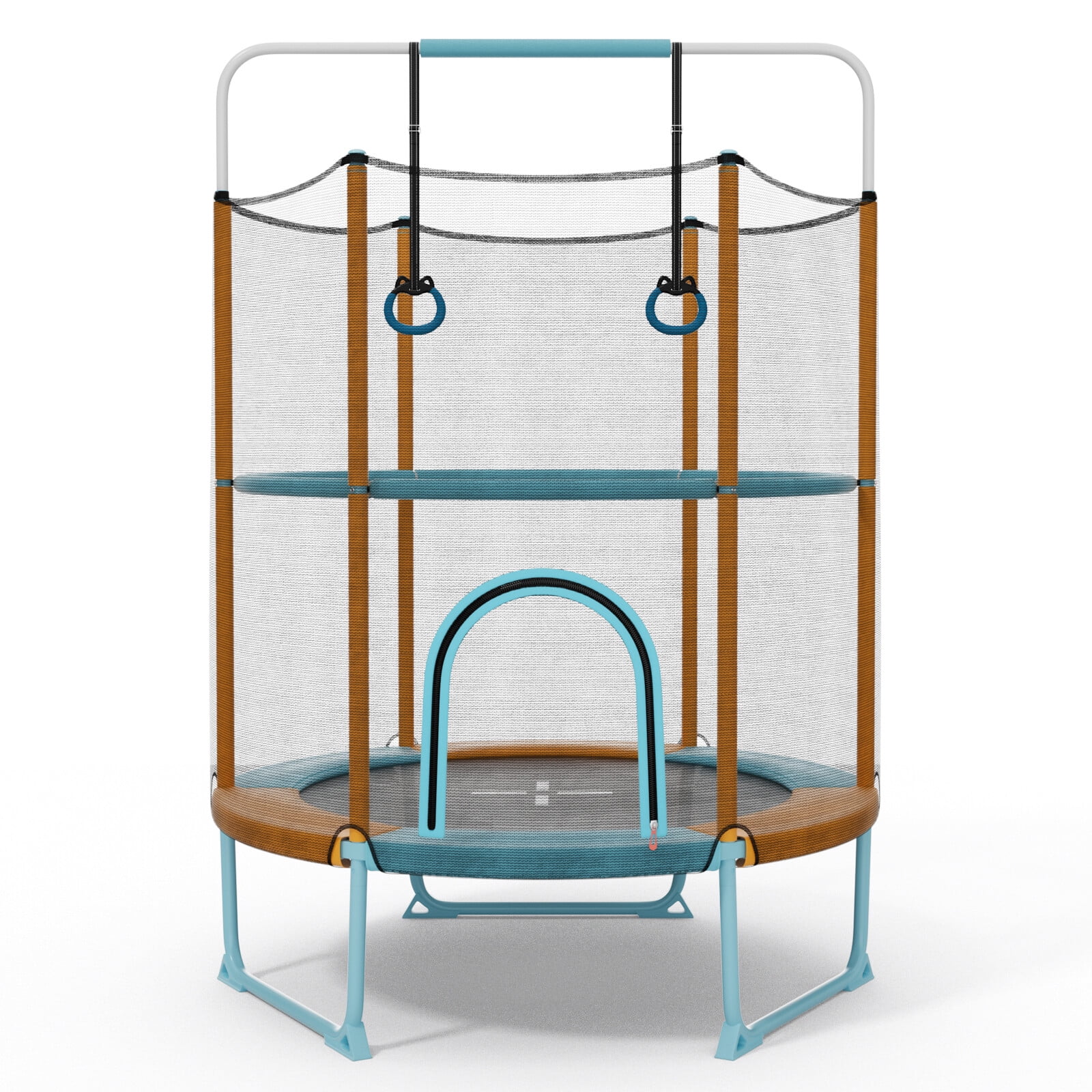 SRJUYK 5 FT Trampoline for Kids w/ Safe Guardrails Foamed Handle No Gap ...