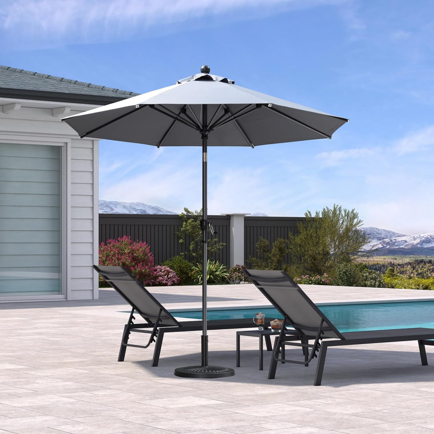 SRJUYK 8' Round Patio Umbrella Outdoor Table Umbrella Aluminum Frame ...