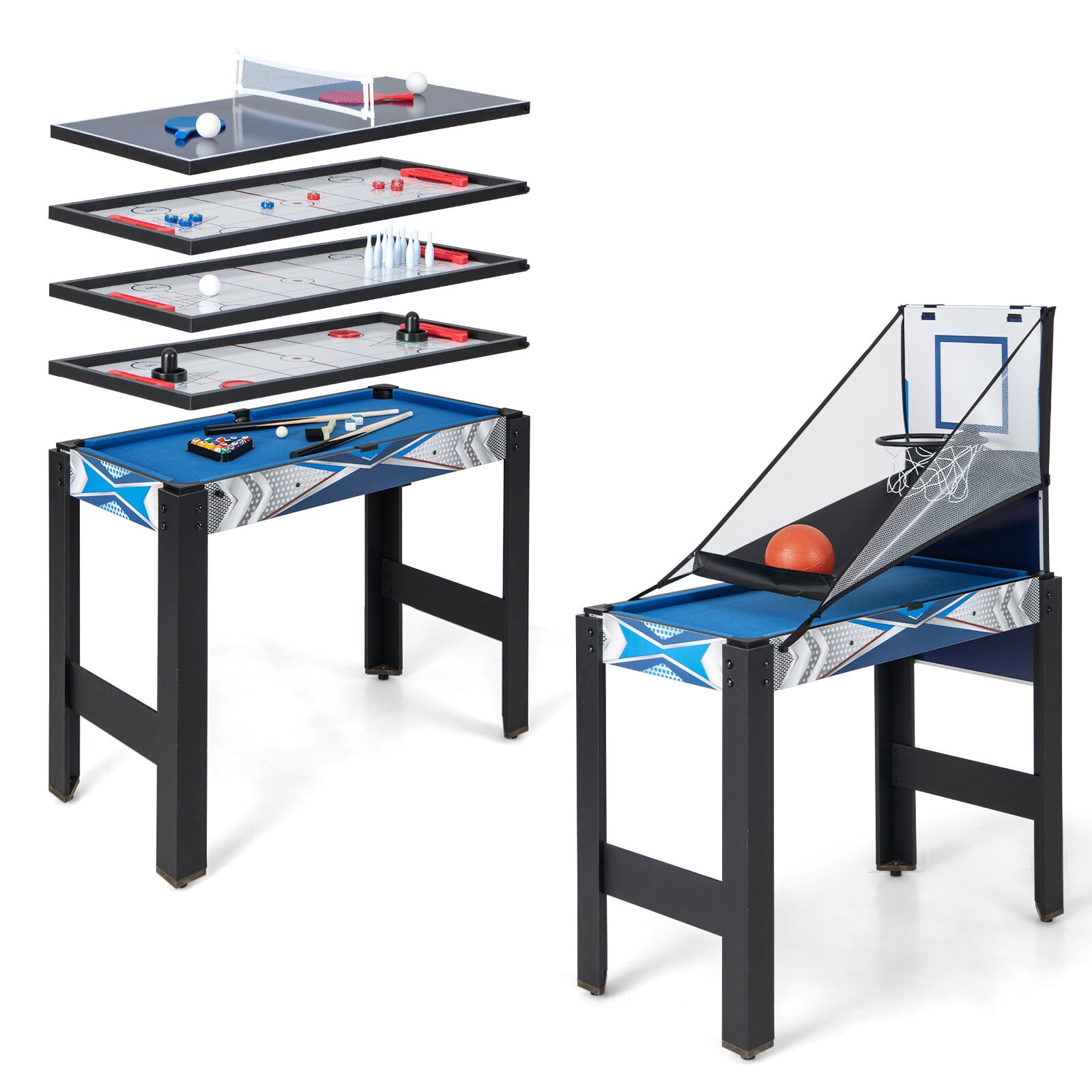 SRJUYK Multi Game Table Set with Billiards, Hockey, Shuffleboard ...