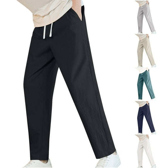 SROBPTY Plus Size Mens Pants, Linen Pants for Men, Men's Casual Solid ...