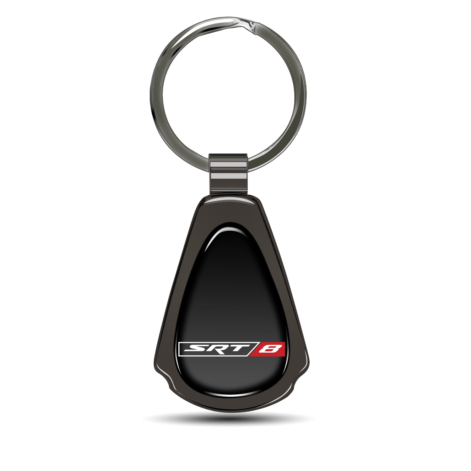 SRT-8 Logo Black Dome Dark Gunmetal Metal Teardrop Key Chain for Dodge ...