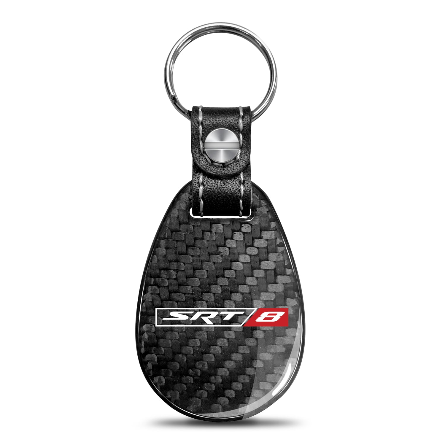 SRT-8 Logo Black Real Carbon Fiber Large Tear-Drop Key Chain for Dodge ...