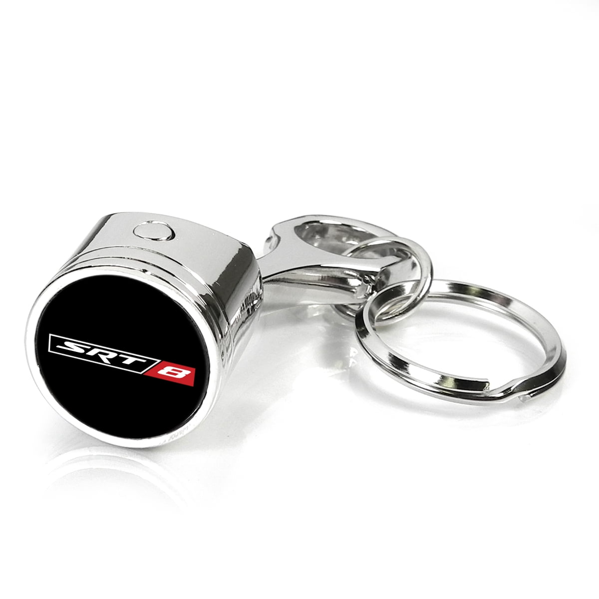 SRT-8 Logo Piston Style Chrome Metal Key Chain for Dodge Jeep RAM ...