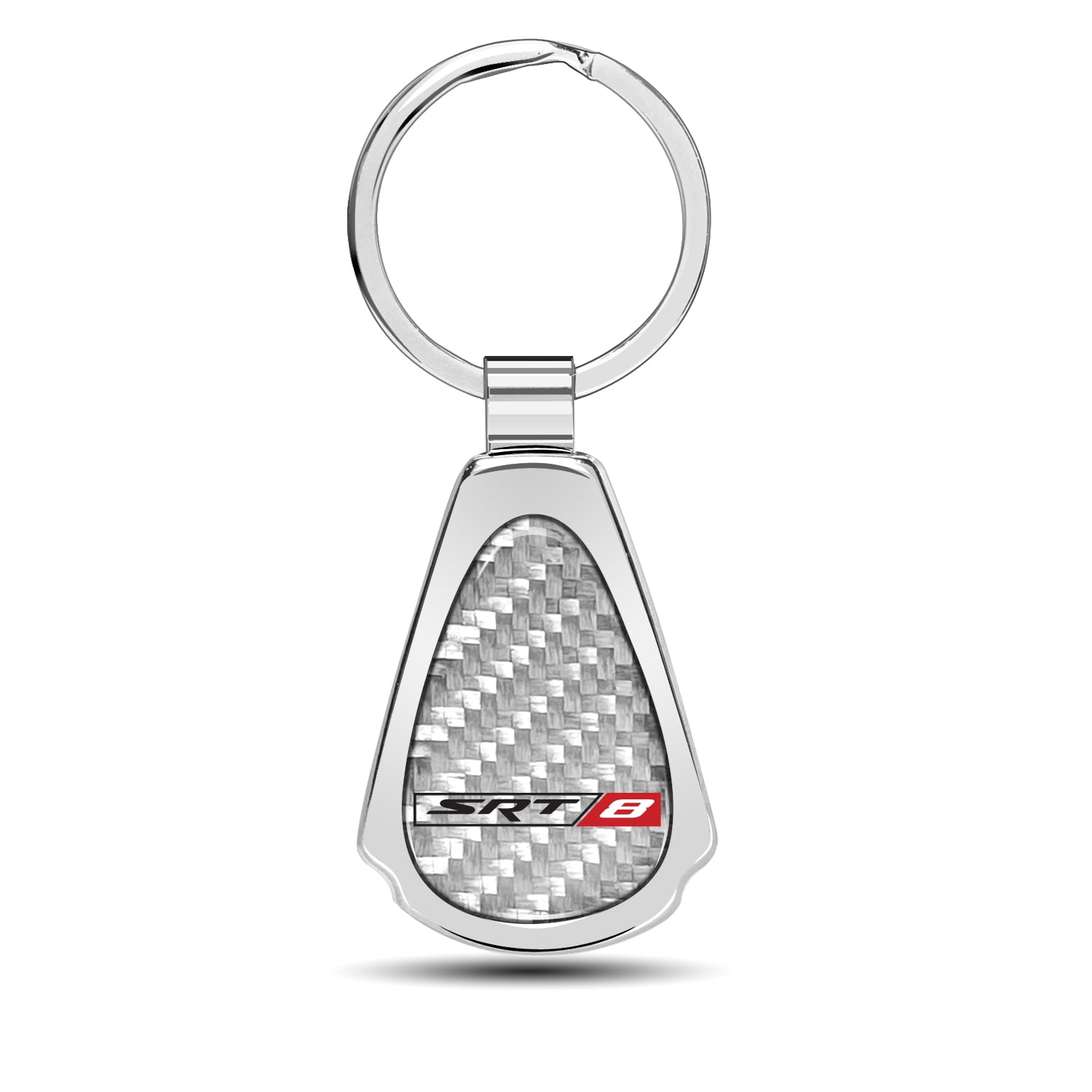 SRT-8 Logo Real Silver Dome Carbon Fiber Chrome Metal Teardrop Key ...