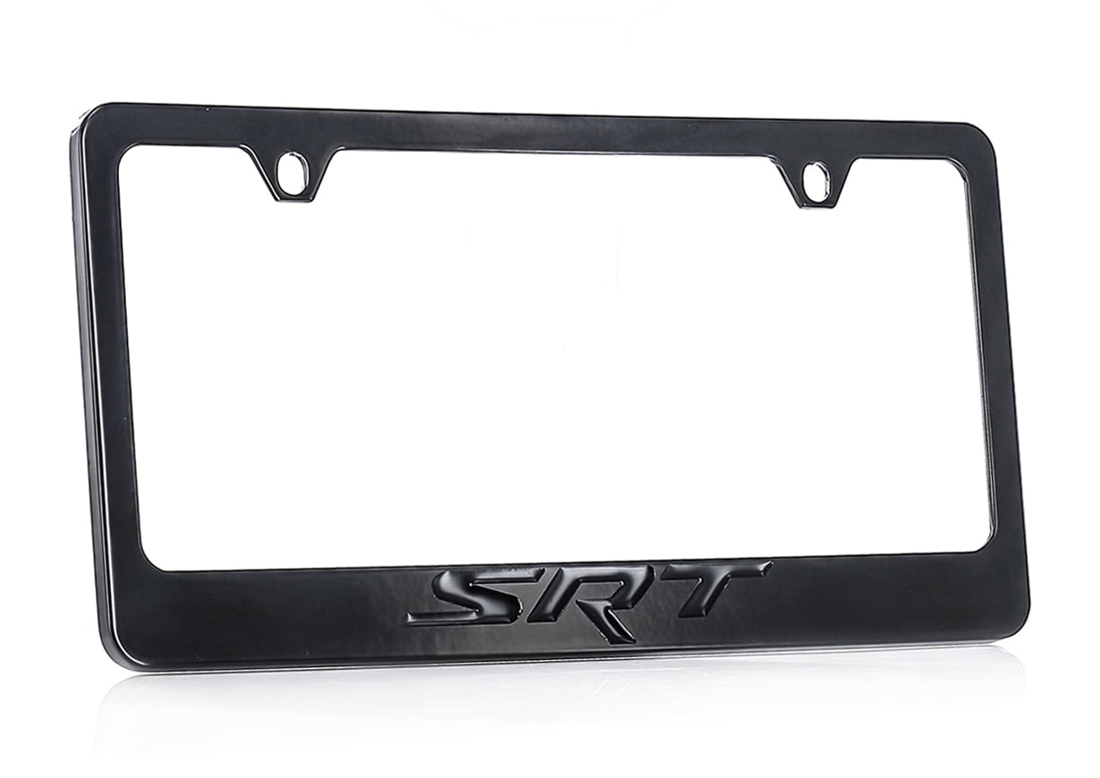 SRT wordmark black on black solid metal license plate frame holder ...
