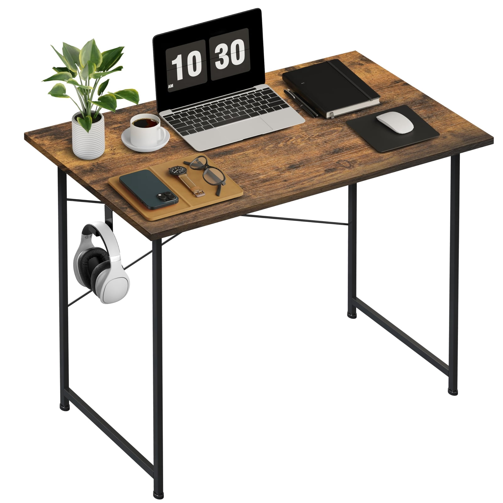 SRTHKE 32" Compact Home Office Desk - Modern Wood & Metal Writing Table ...