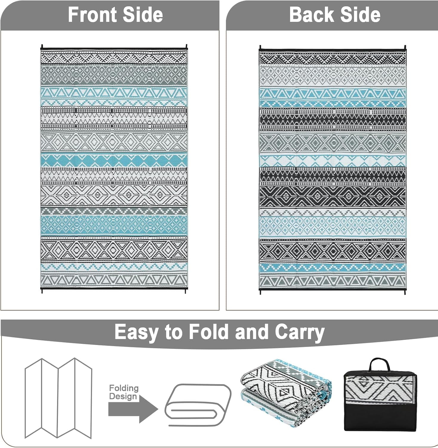 SRTHKE Outdoor Straw Rug - Reversible Plastic Camping Mats for Patio ...